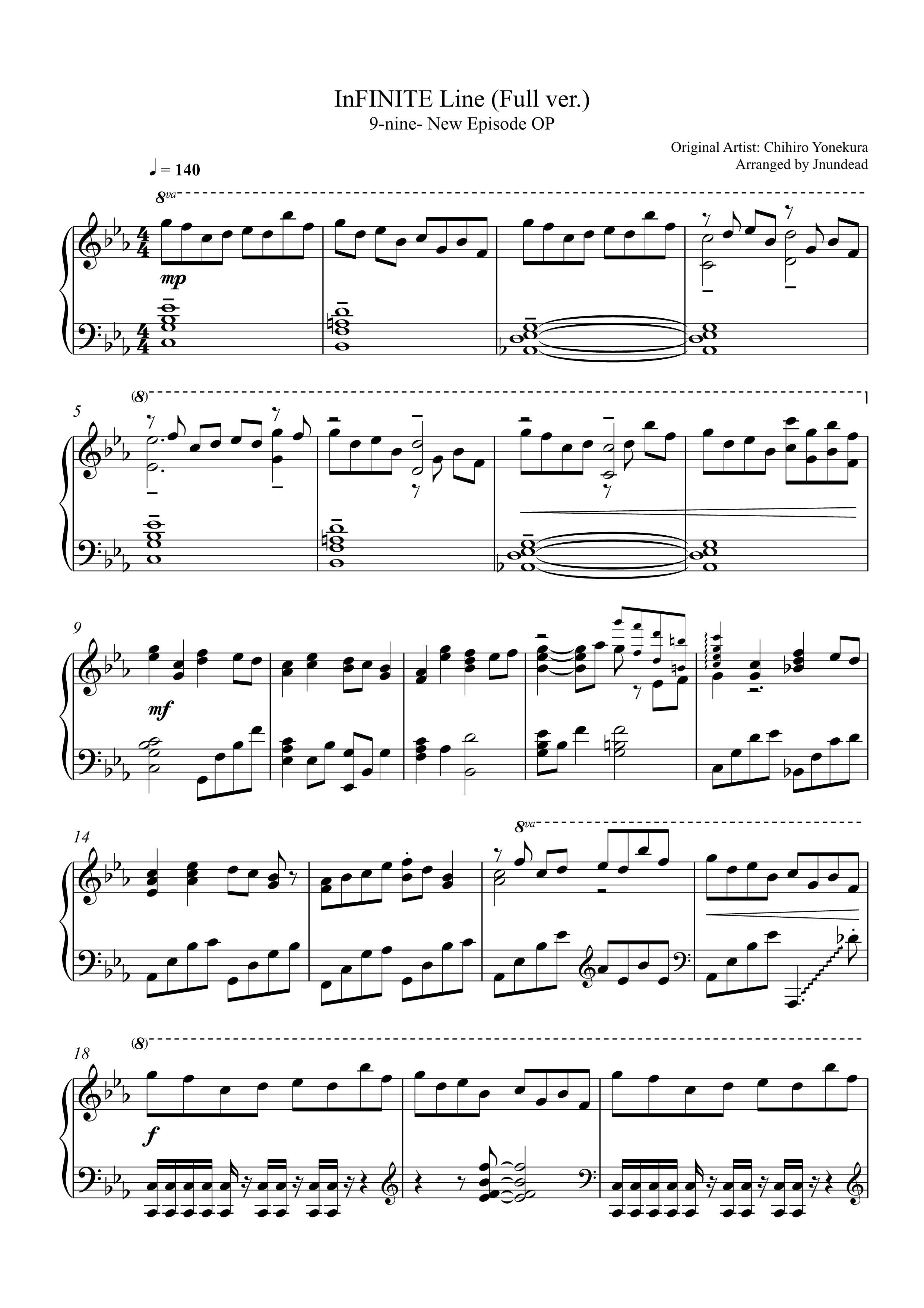 InFINITE Line (Full ver.) – 9-nine- Shinshou sheet music | Sheethost