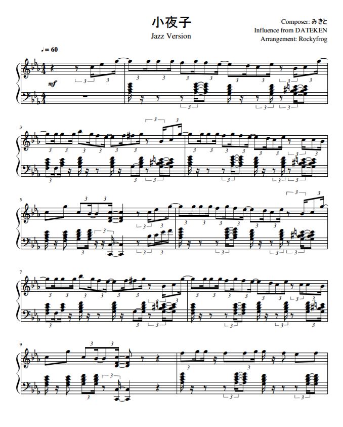 Sayoko (Jazz) – Vocaloid sheet music | Sheethost