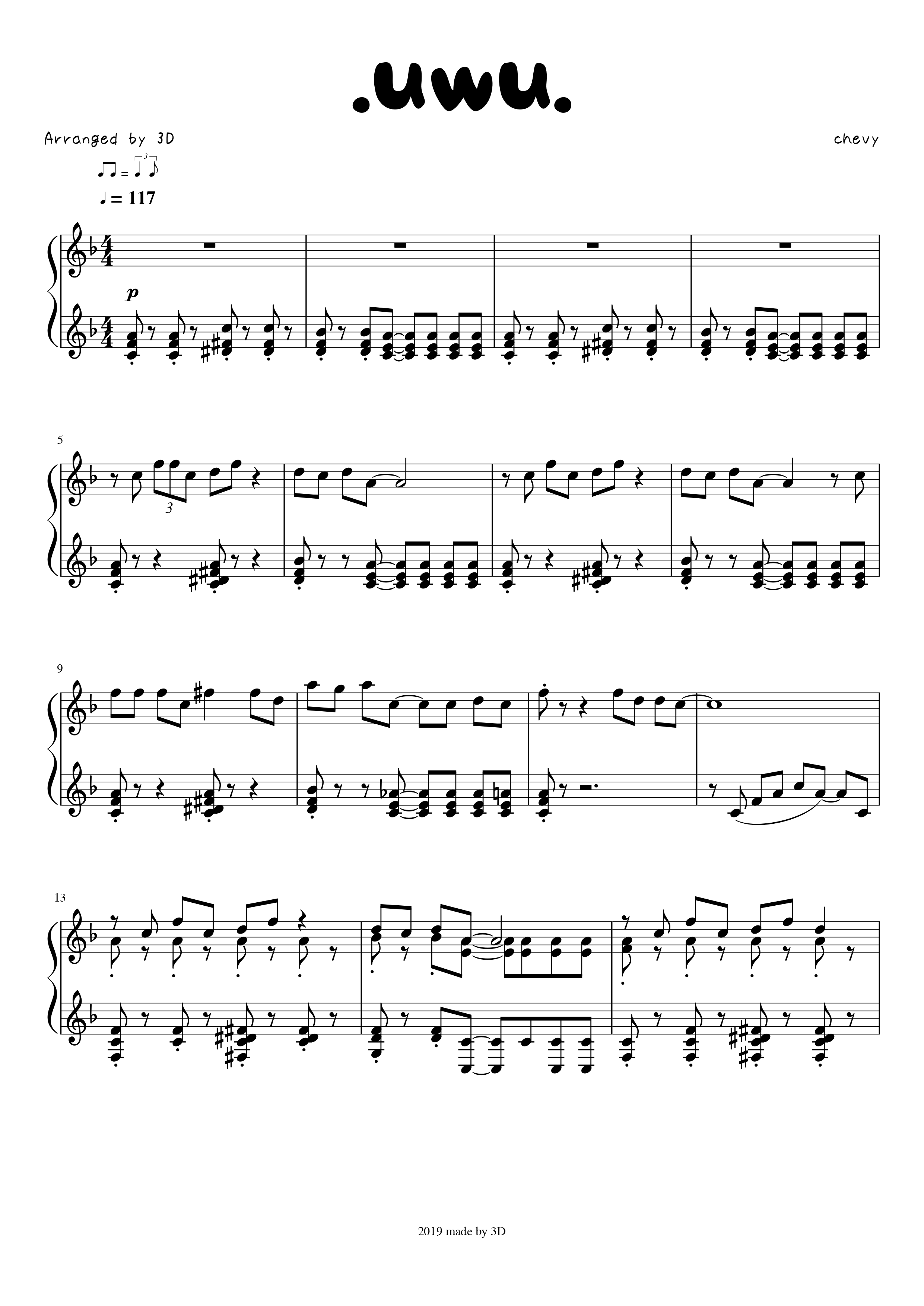 uwu – chevy sheet music | Sheethost