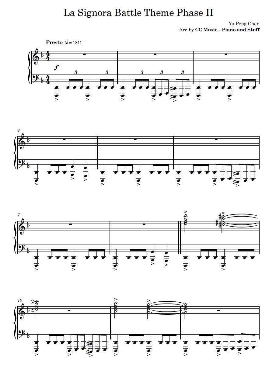 La Signora Battle Theme Phase II – Genshin Impact OST sheet music ...