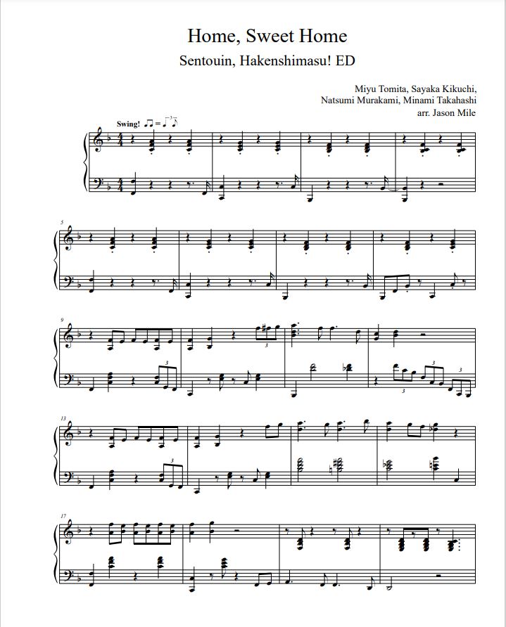 Home Sweet Home – Sentouin Hakenshimasu! sheet music | Sheethost