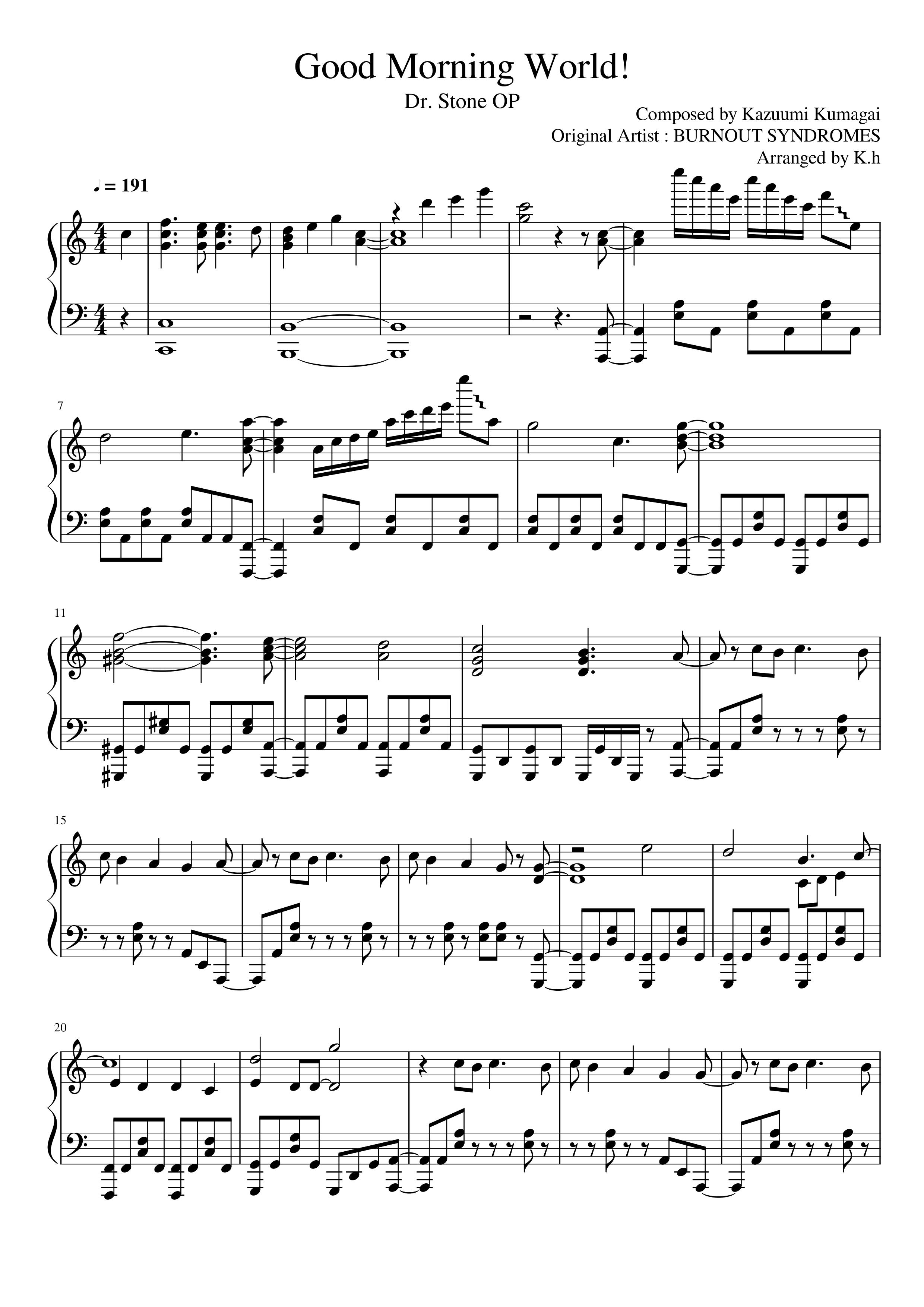 Good Morning World! – Dr. Stone sheet music | Sheethost