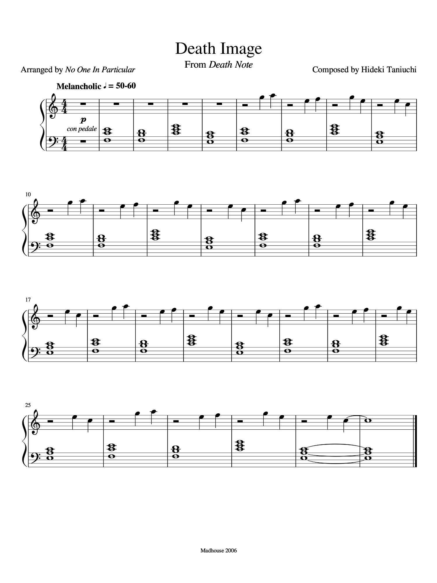 Death Image – Death Note sheet music | Sheethost