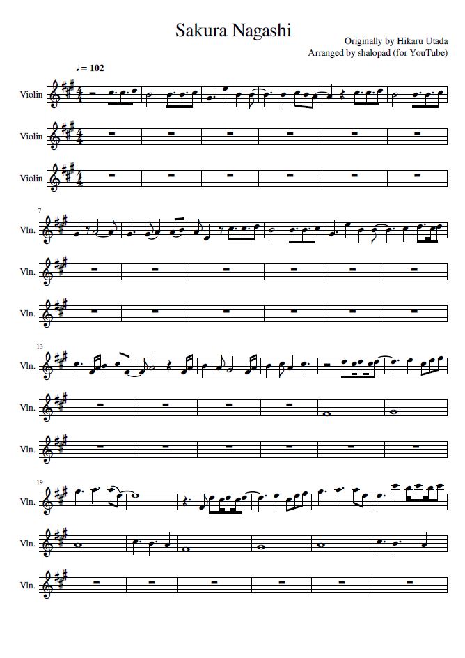 Sakura Nagashi 桜流し – Evangelion: 3.0 ED sheet music | Sheethost