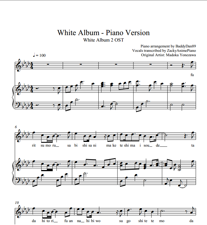 White Album – White Album 2 sheet music | Sheethost