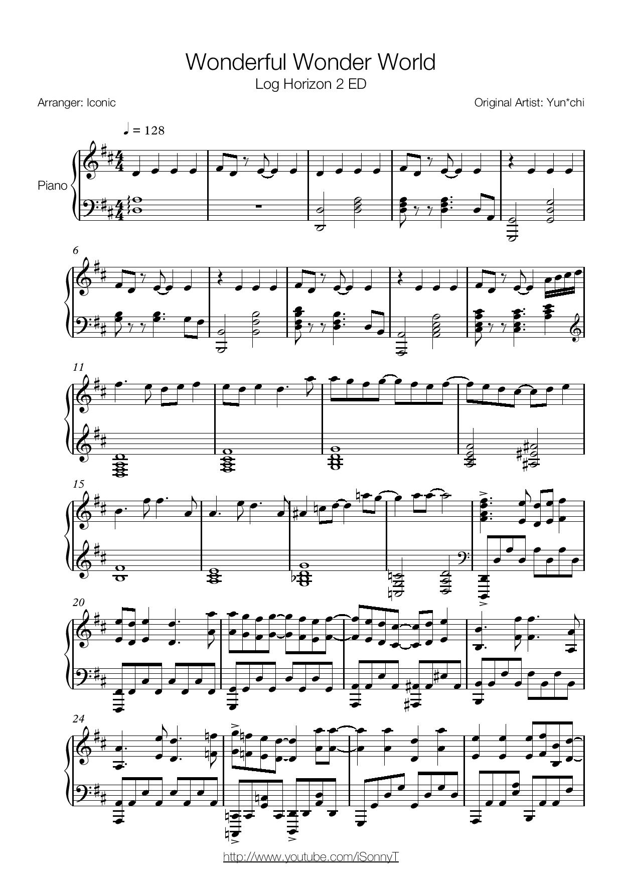 Wonderful Wonder World – Log Horizon 2 sheet music | Sheethost
