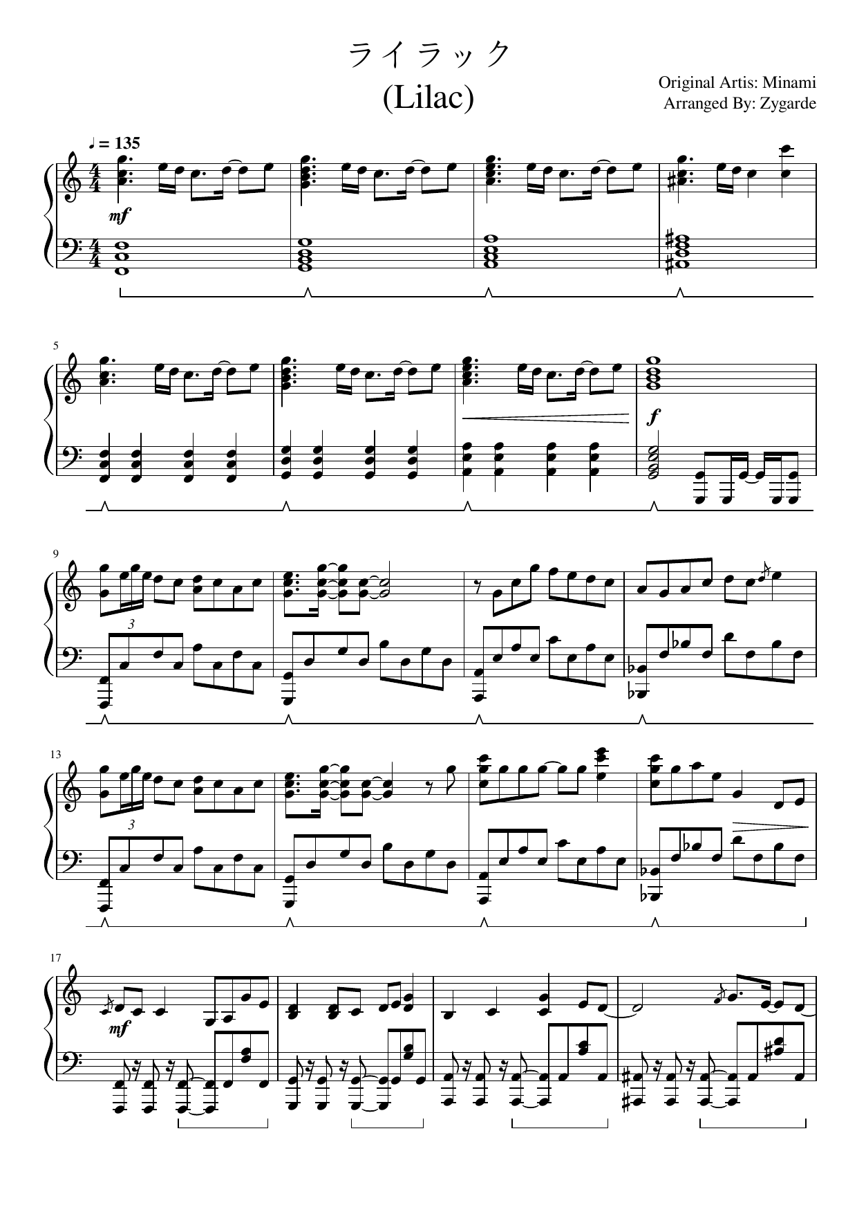 Lilac – Minami sheet music | Sheethost