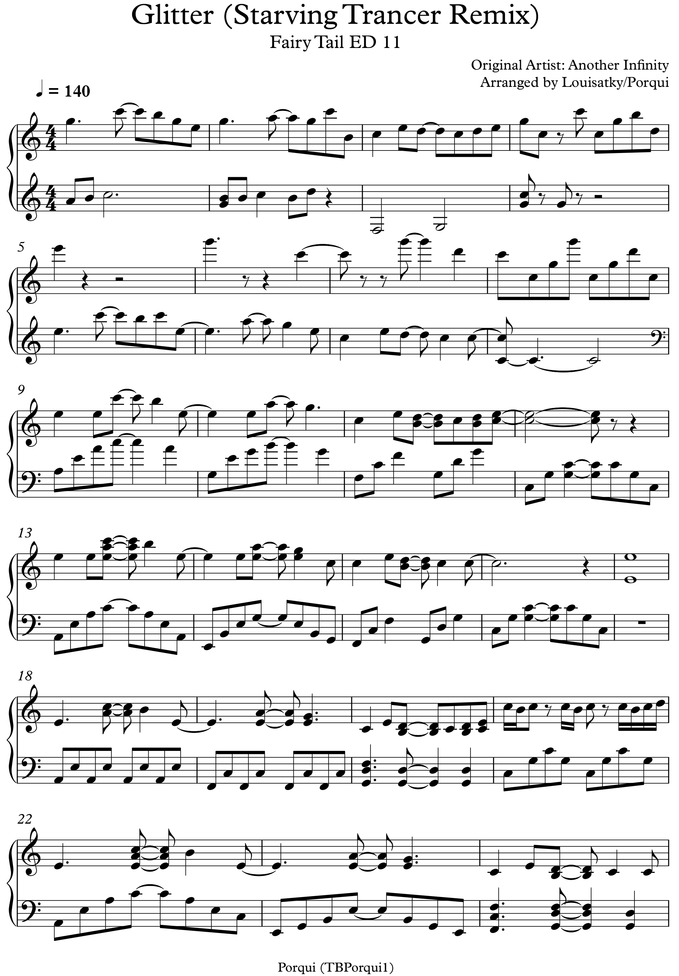 Glitter (Starving Trancer Remix) – Fairy Tail sheet music | Sheethost