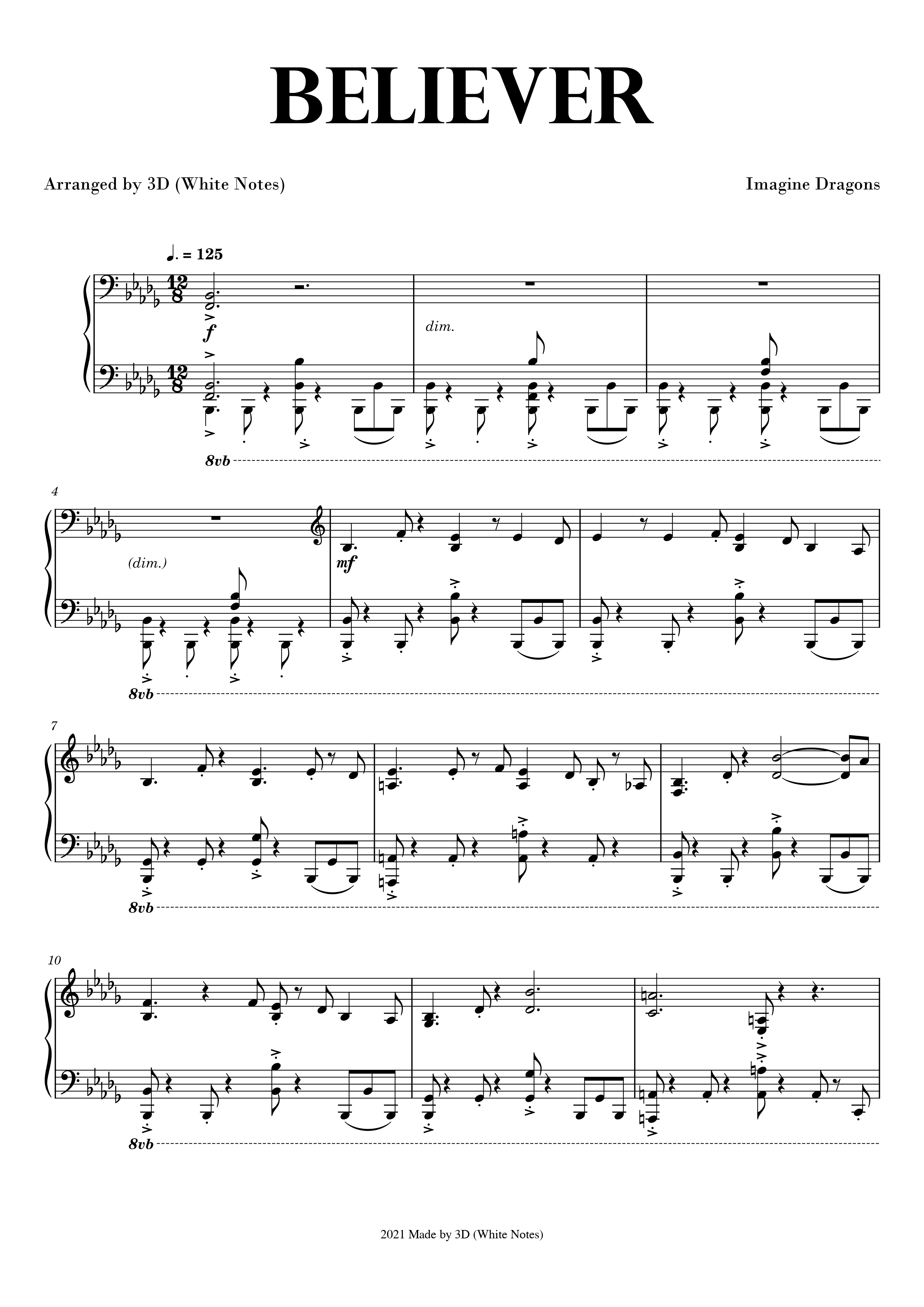 Believer – Imagine Dragons' 3rd Album 'Evolve' sheet music | Sheethost