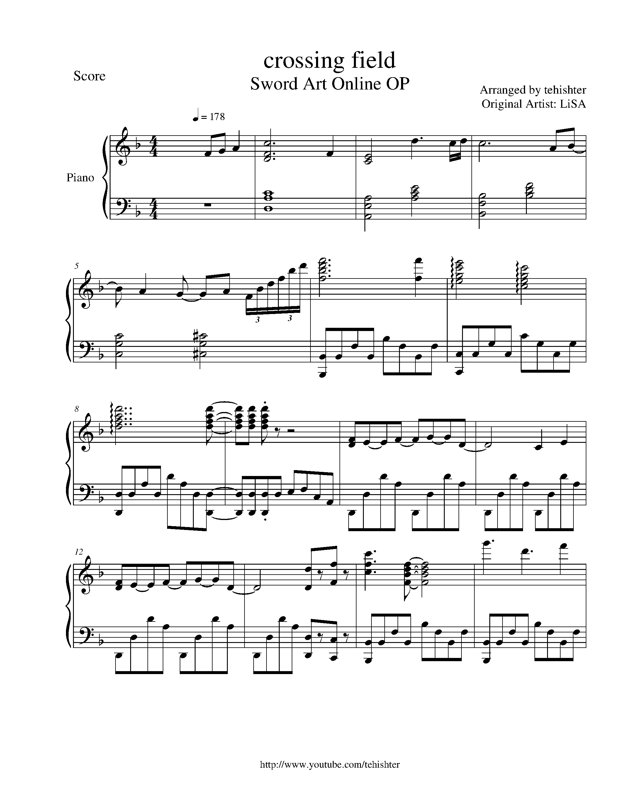 crossing field – Sword Art Online sheet music | Sheethost
