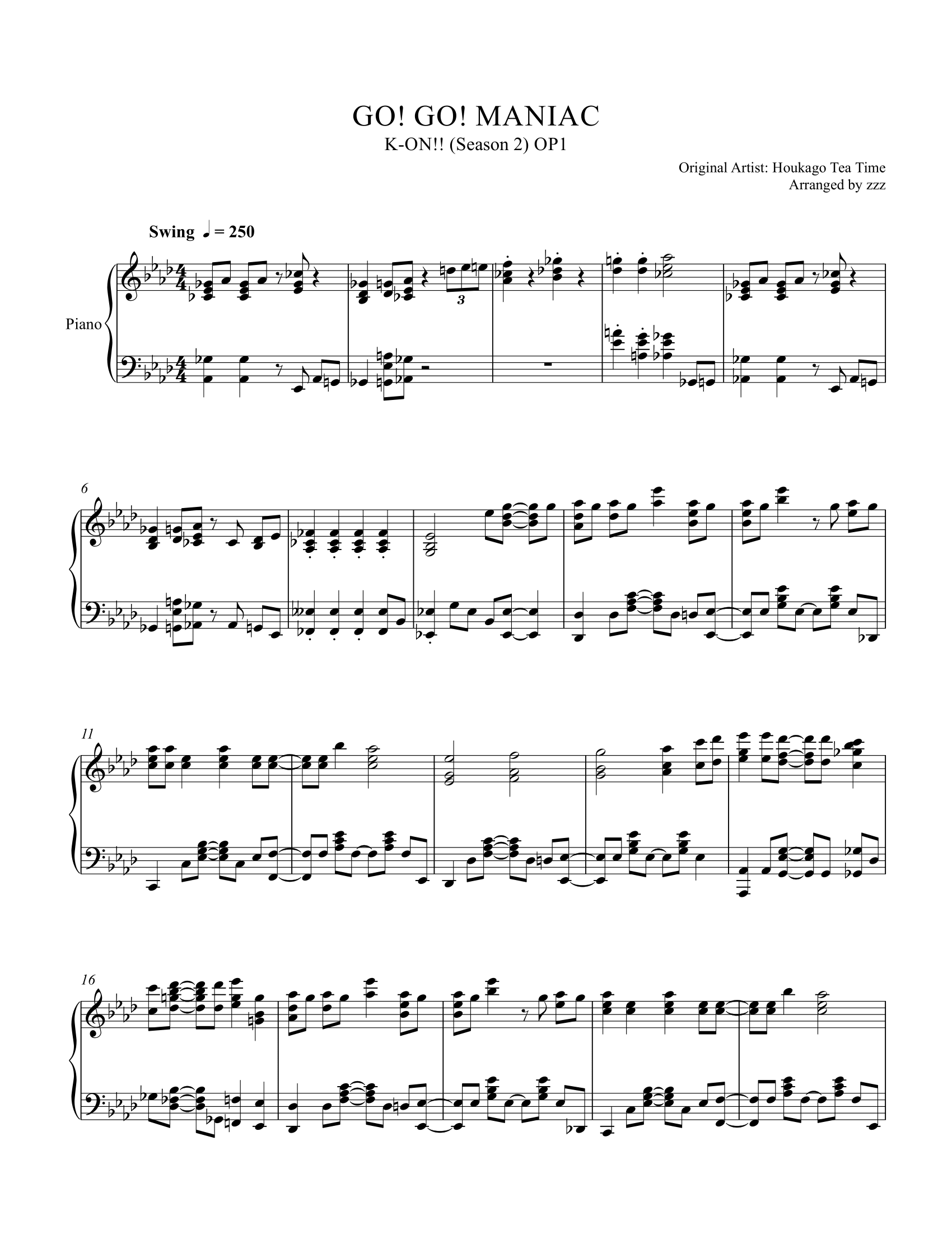 GO! GO! MANIAC – K-ON!! sheet music | Sheethost