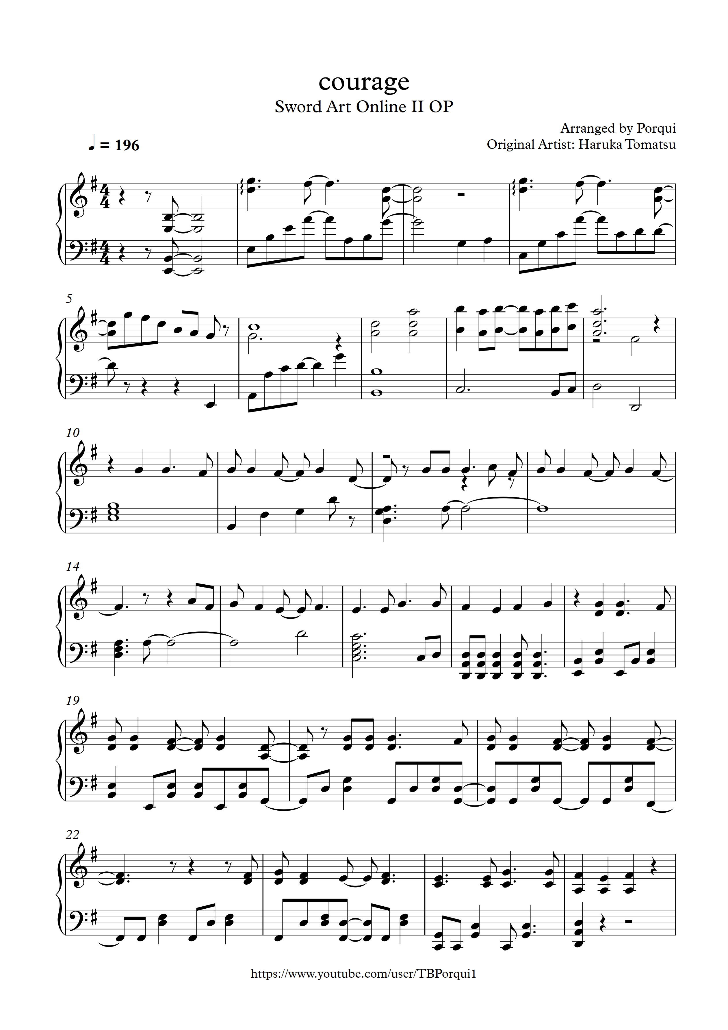 courage – Sword Art Online II sheet music | Sheethost