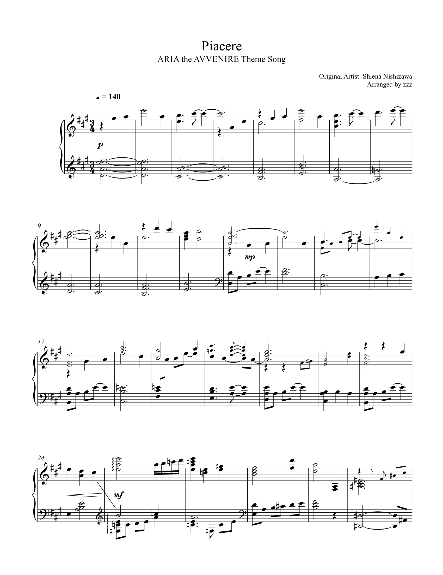 Piacere – ARIA the AVVENIRE sheet music | Sheethost