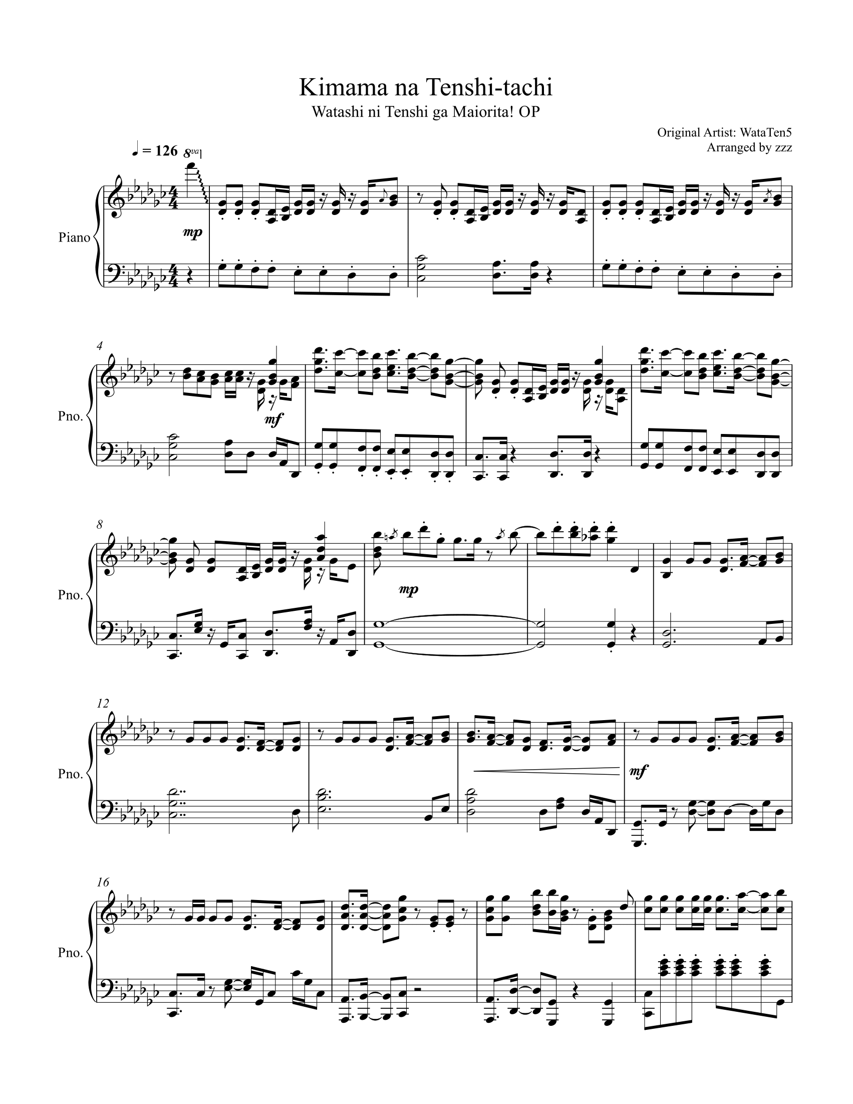Kimama na Tenshi-tachi – Watashi ni Tenshi ga Maiorita! sheet music ...