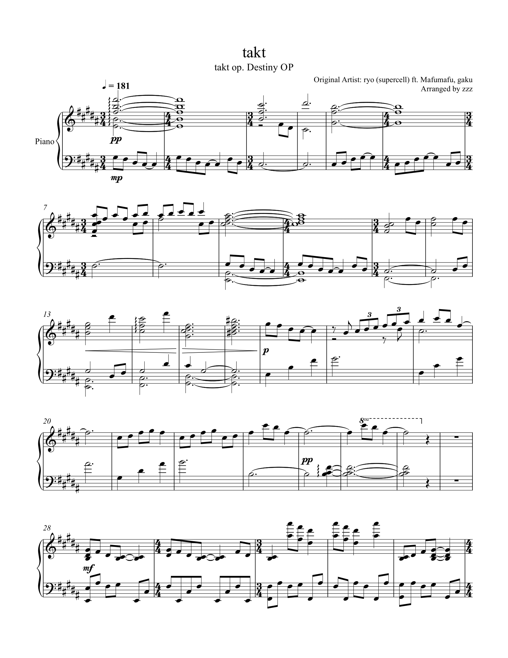 takt – takt op. destiny sheet music | Sheethost