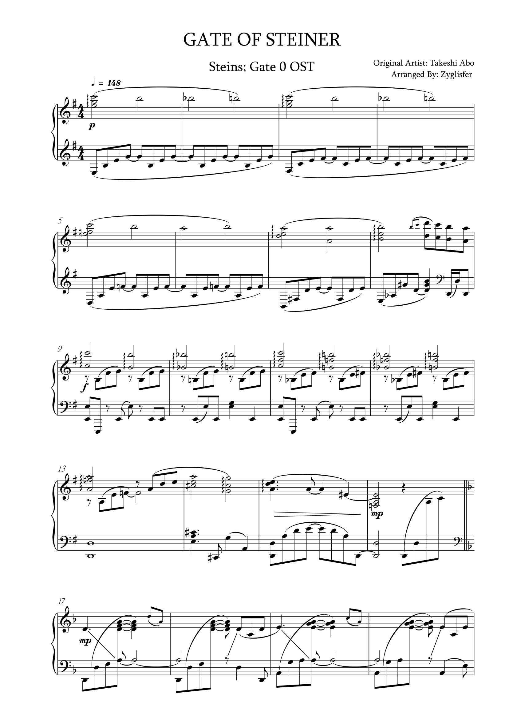 GATE OF STEINER – Steins; Gate 0 sheet music | Sheethost