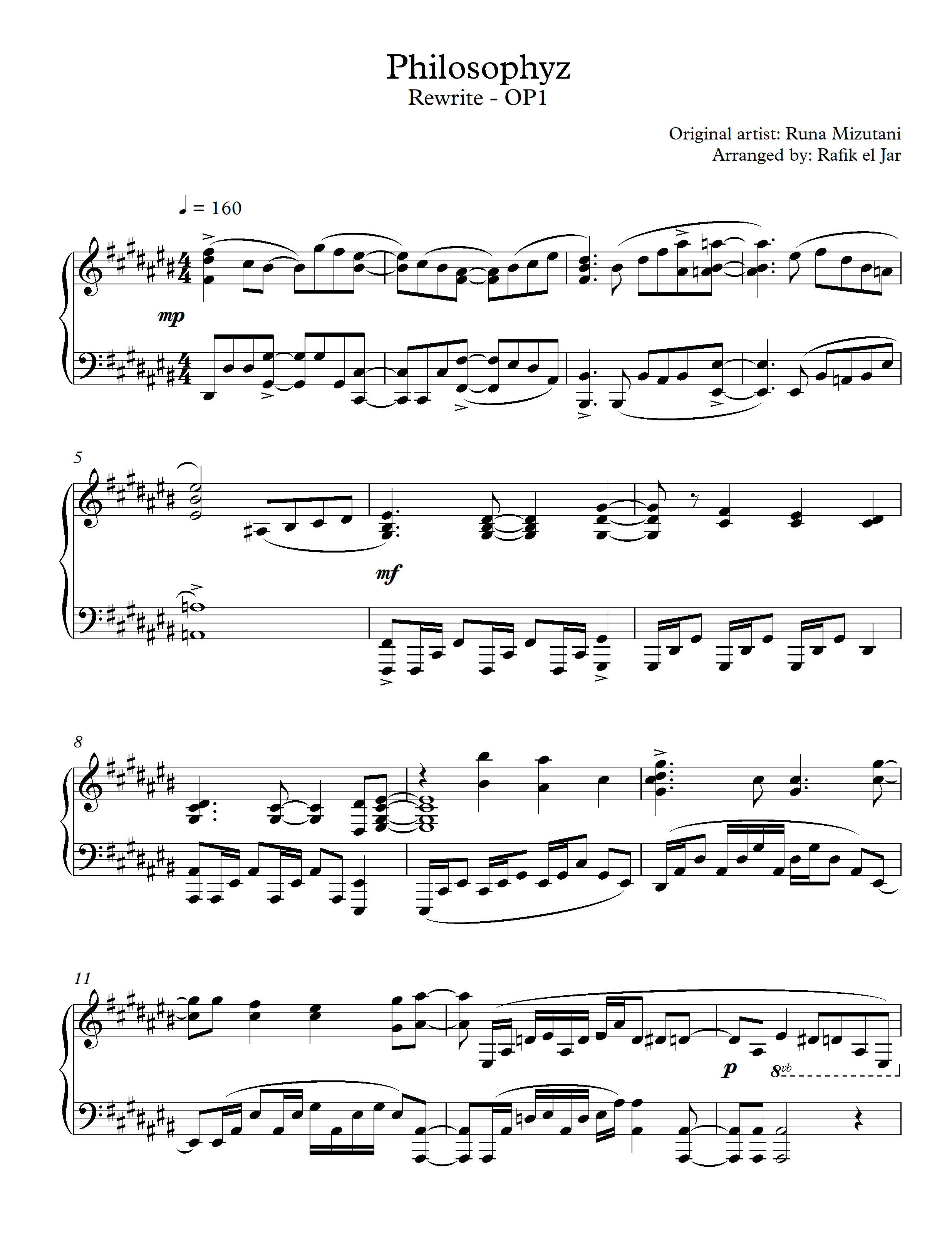 Philosophyz – Rewrite Opening sheet music | Sheethost