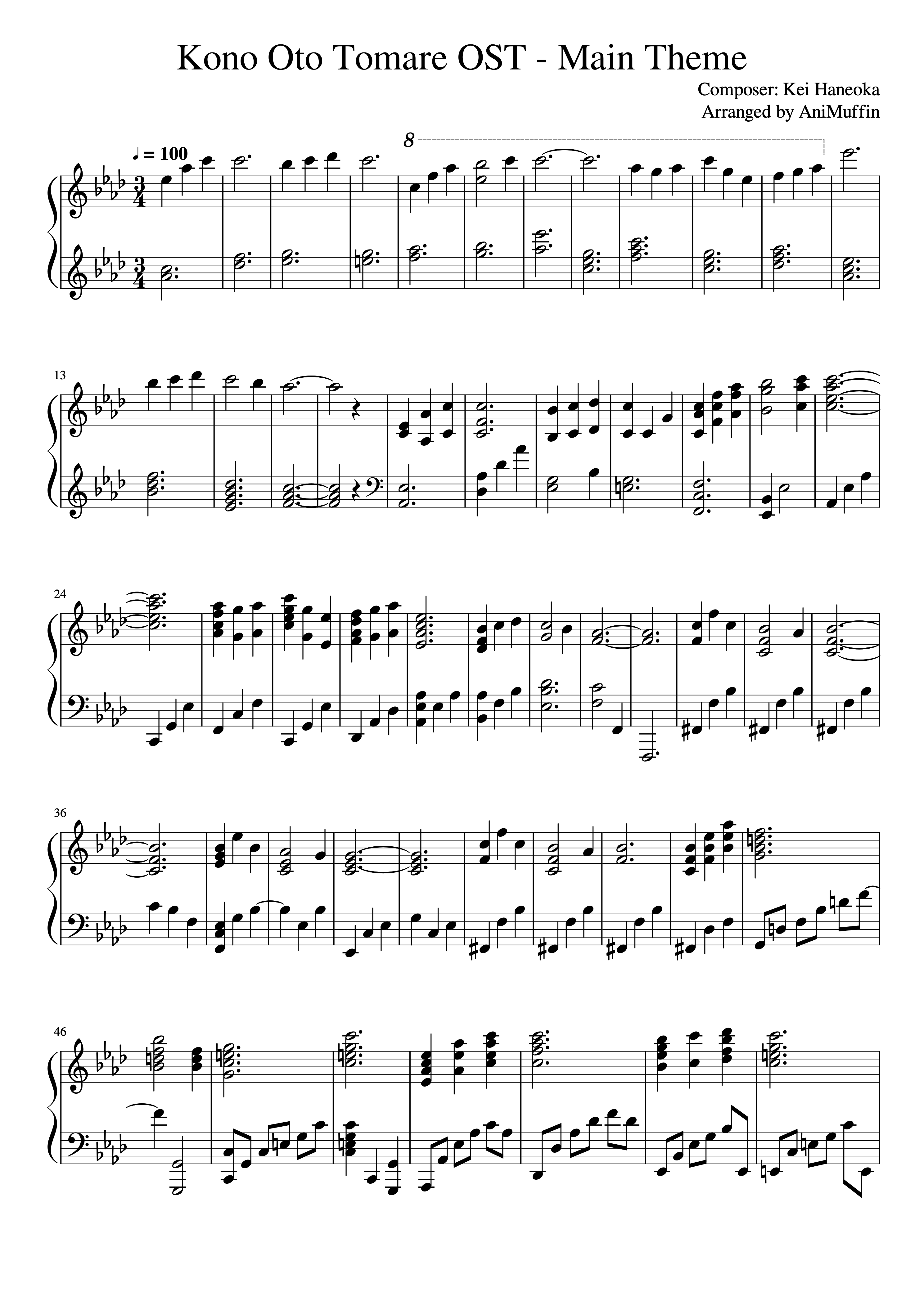 Kono Oto Tomare OST - Main Theme – Kono Otot Tomare sheet music | Sheethost