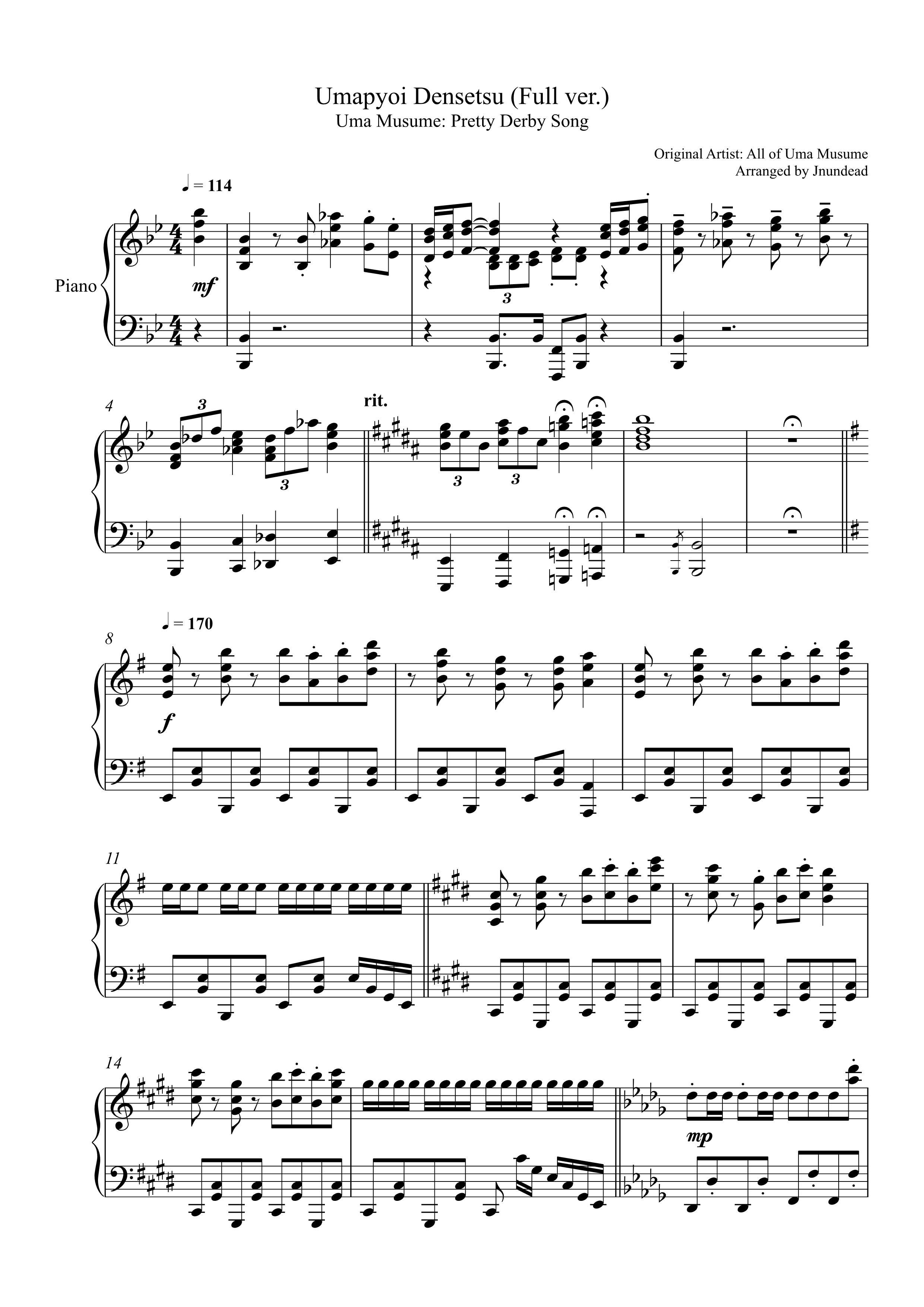 Umapyoi Densetsu (Full ver.) – Uma Musume: Pretty Derby sheet music ...