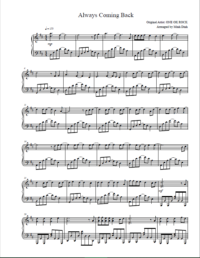 Always Coming Back – Always Coming Back (Single) sheet music | Sheethost