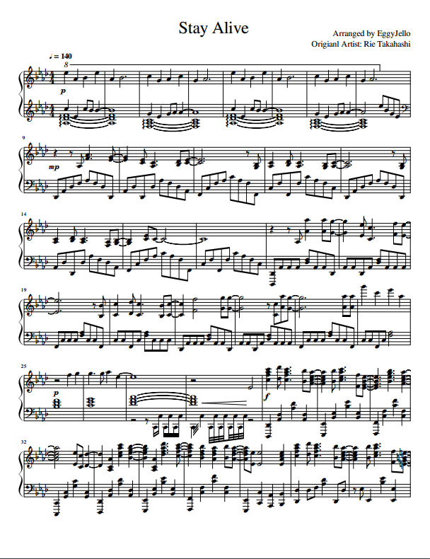 Stay Alive – Re:Zero kara Hajimeru Isekai Seikatsu sheet music | Sheethost