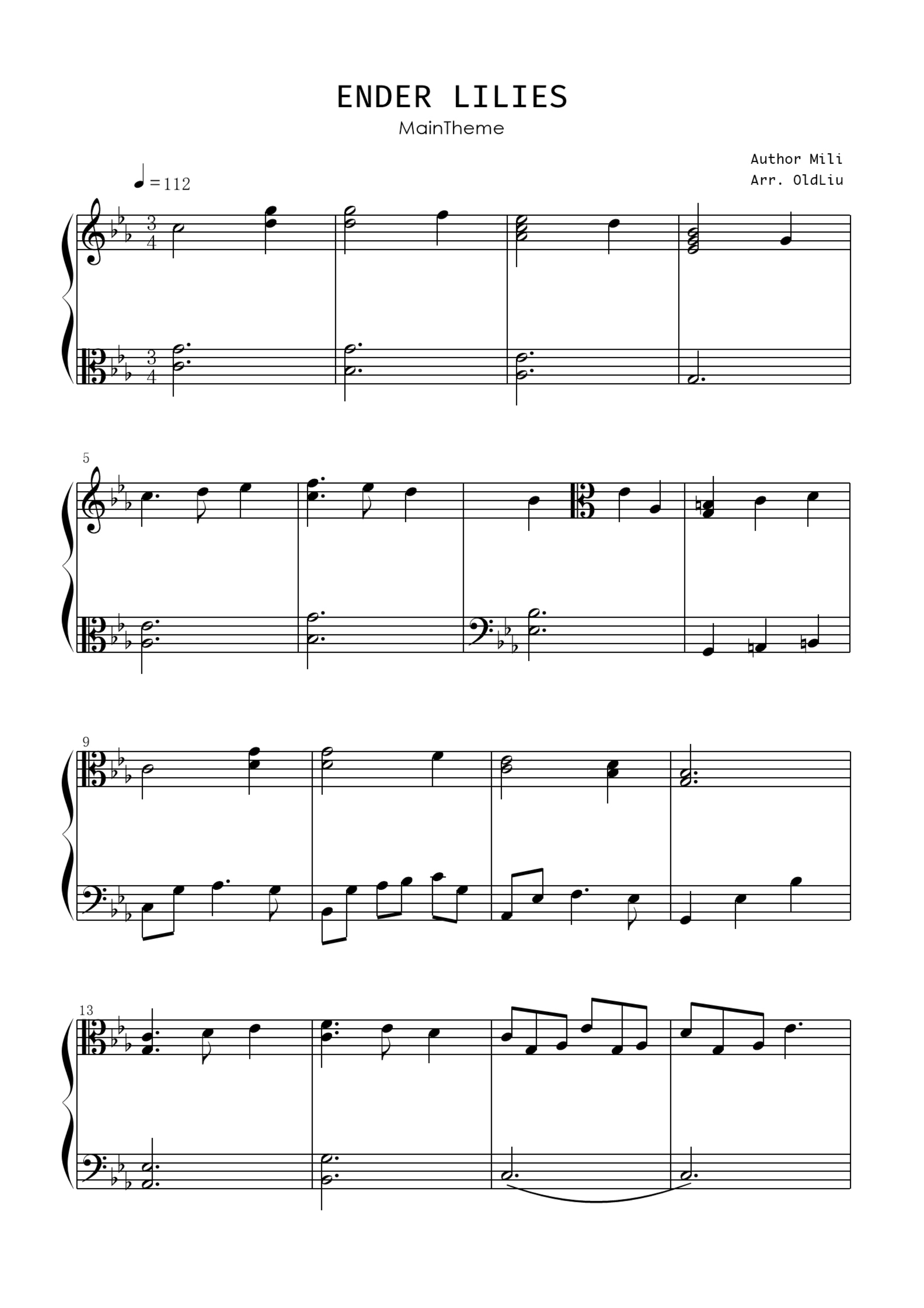 Ender Lilies Main Theme – Ender Lilies OST sheet music | Sheethost