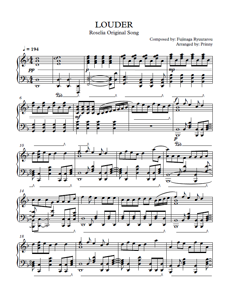 LOUDER!!! – Roselia Original Song sheet music | Sheethost