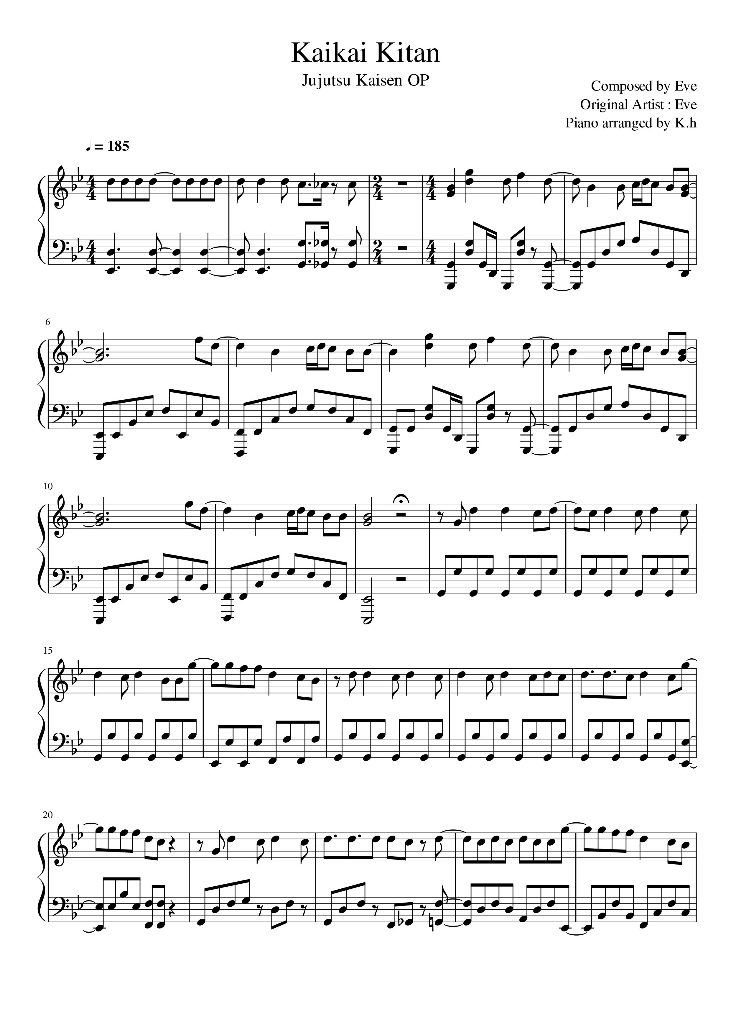 Kaikai Kitan – Jujutsu Kaisen sheet music | Sheethost