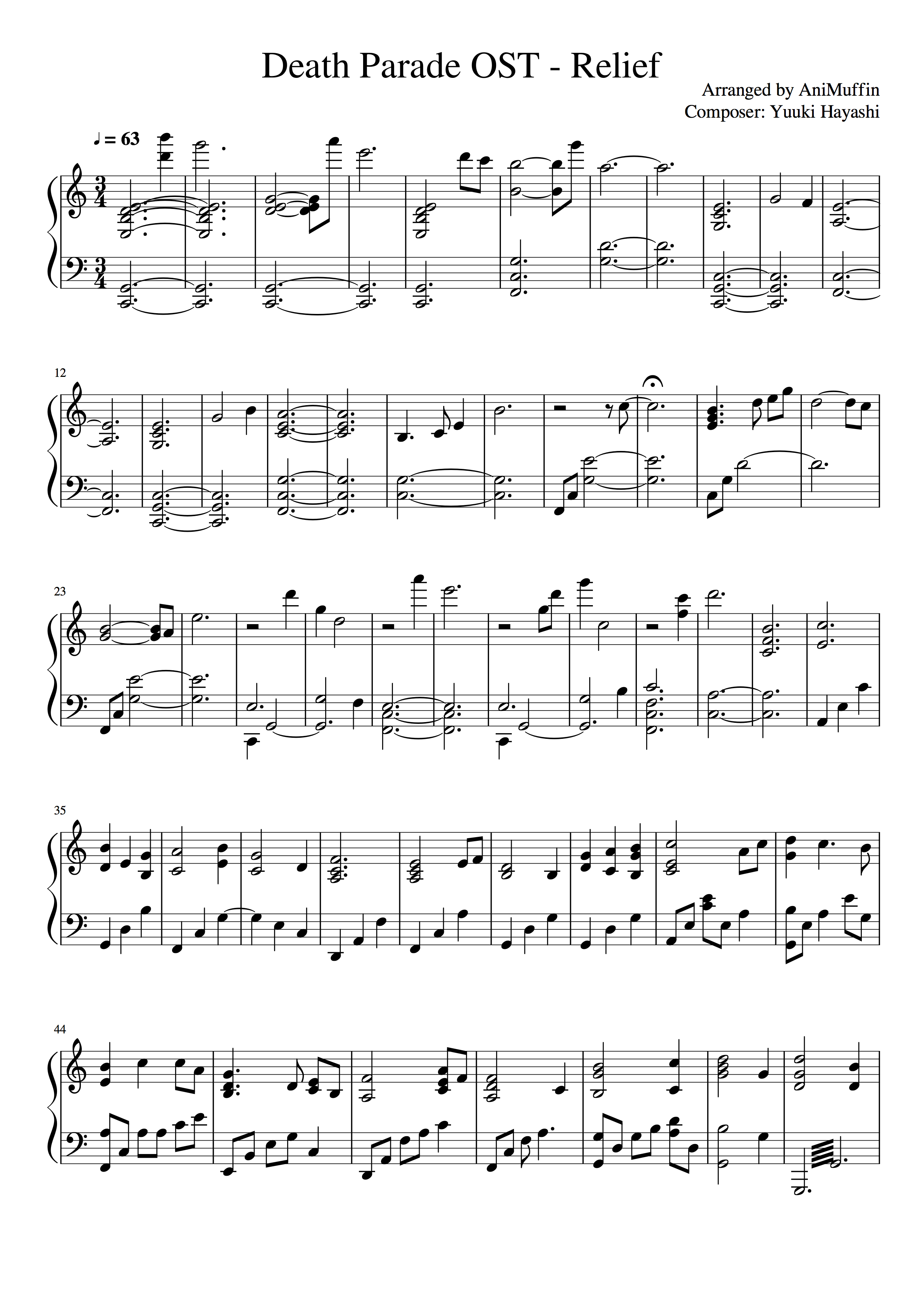 Death Parade OST - Relief sheet music | Sheethost