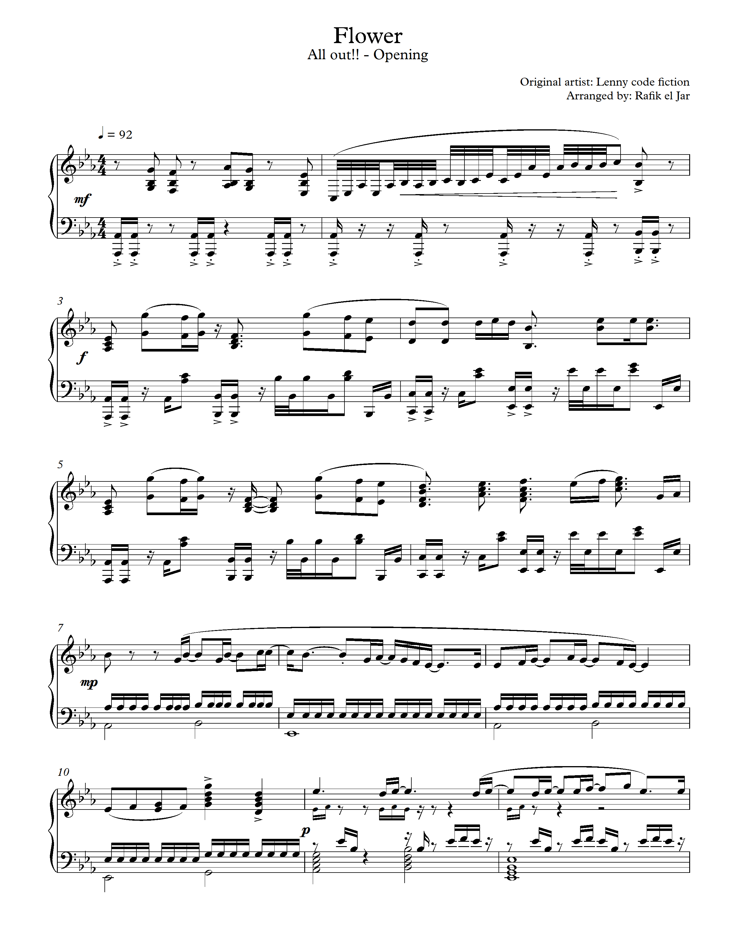 Flower – All out!! Opening sheet music | Sheethost