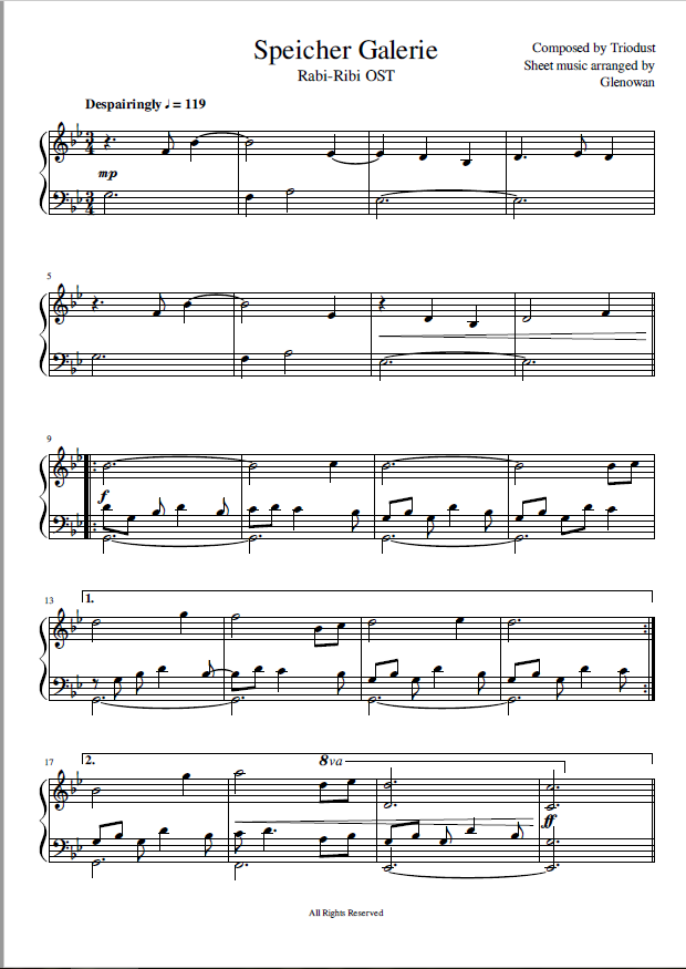 Speicher Galerie – Rabi-Ribi sheet music | Sheethost
