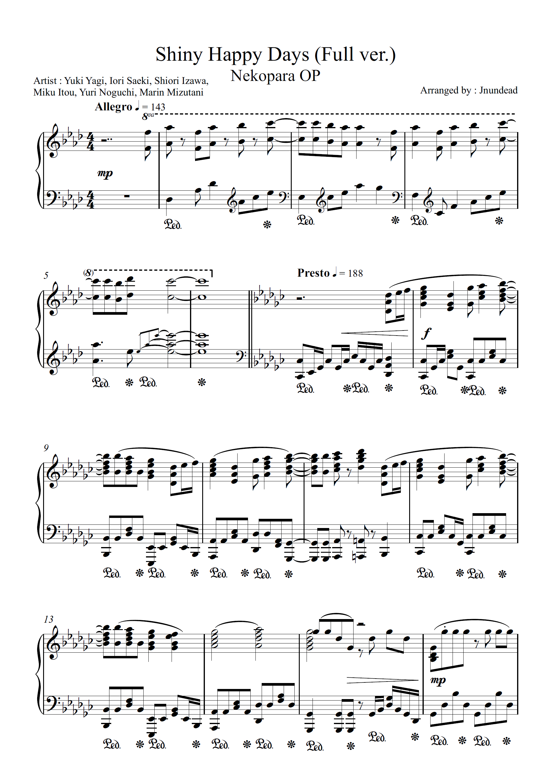 Shiny Happy Days (Full ver.) – Nekopara sheet music | Sheethost