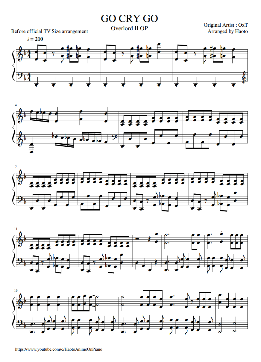 Overlord II - GO CRY GO – Overlord II sheet music | Sheethost