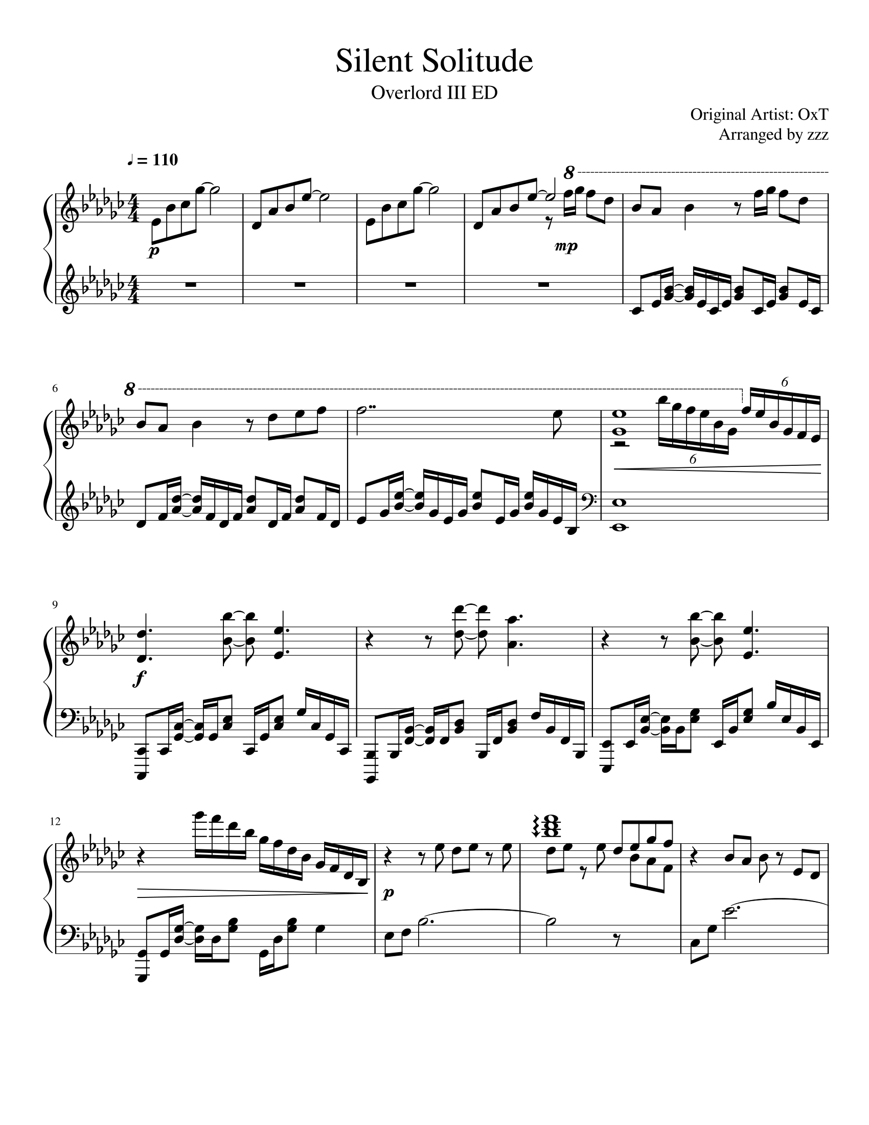 Silent Solitude – Overlord III sheet music | Sheethost