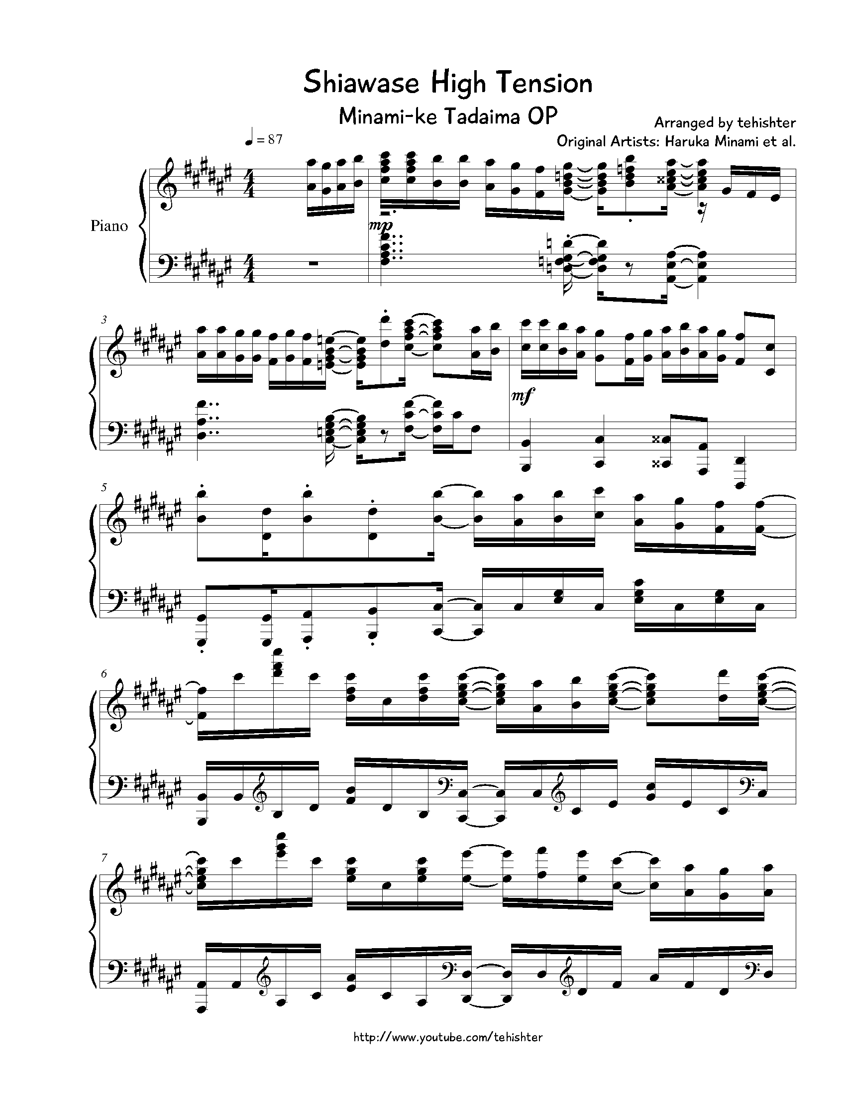 Shiawase High Tension – Minami-ke Tadaima sheet music | Sheethost