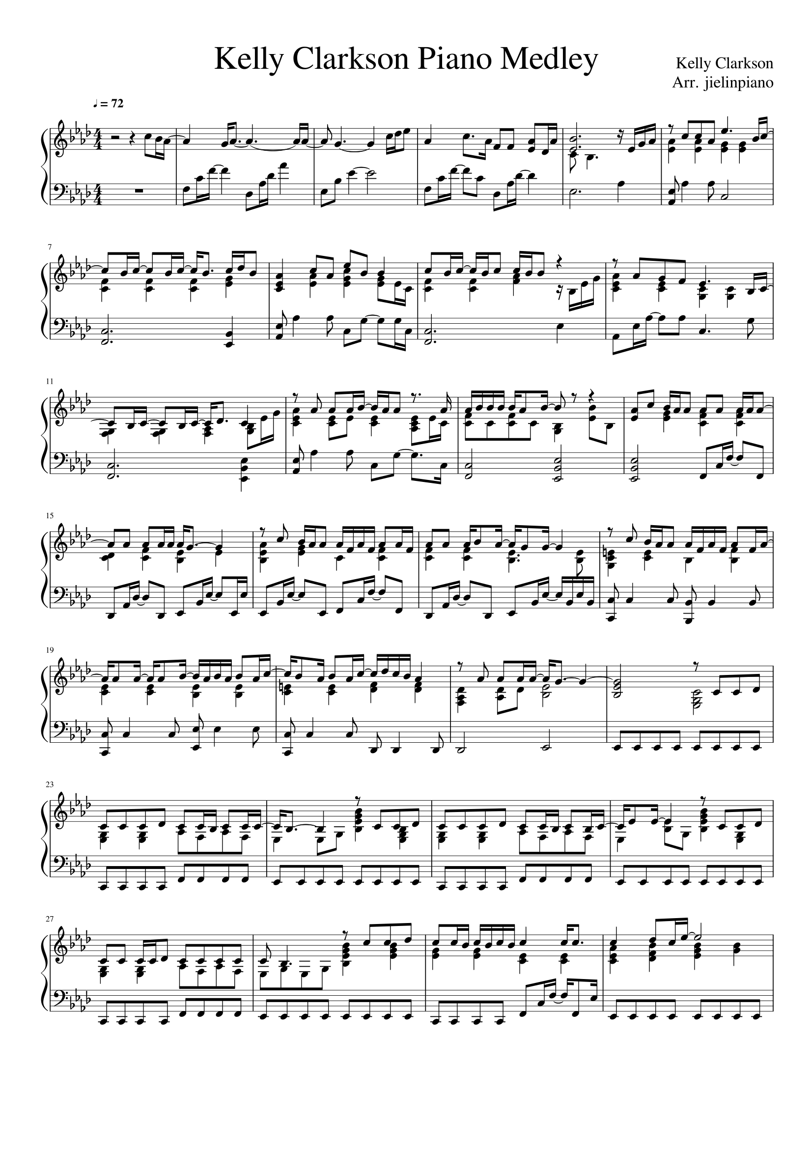 Kelly Clarkson Piano Medley sheet music | Sheethost
