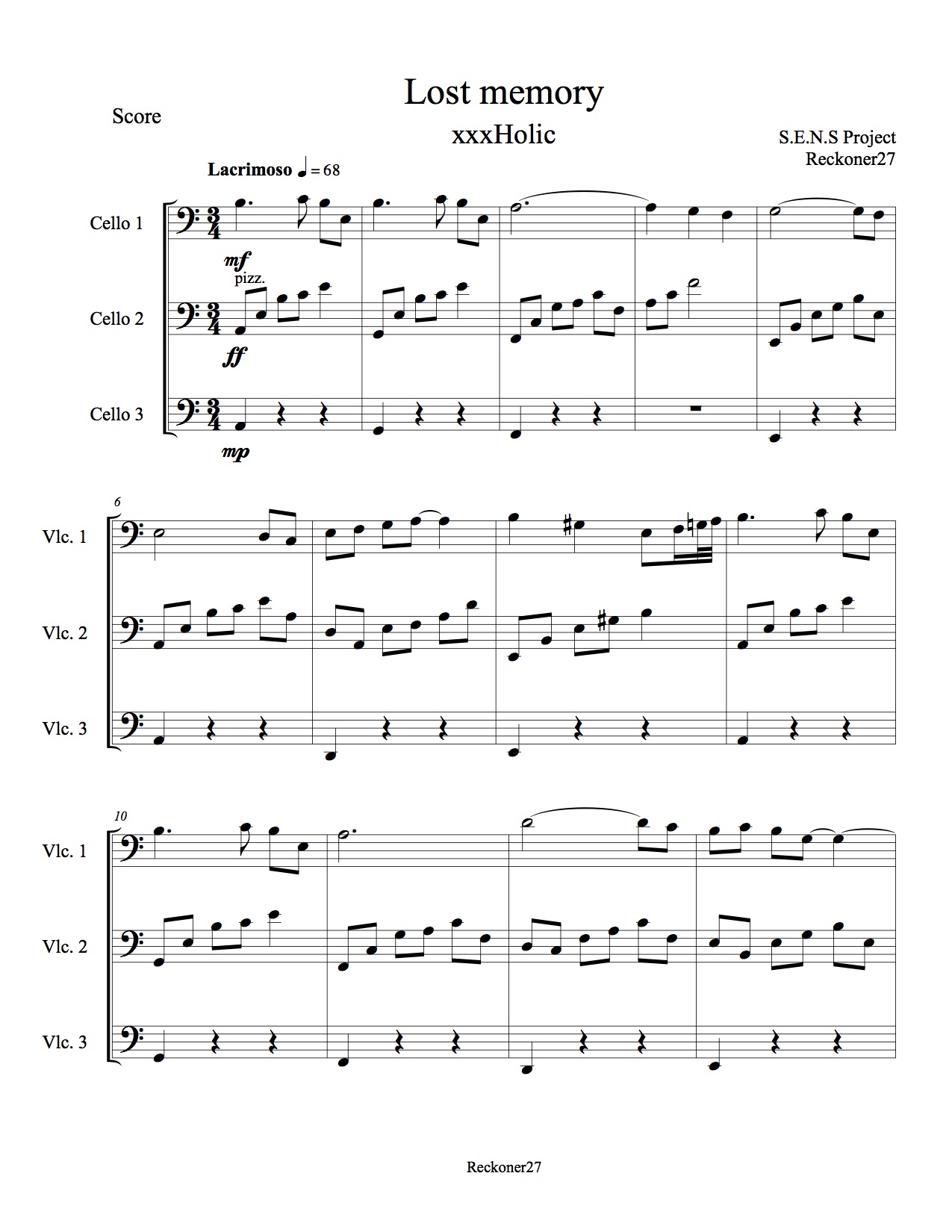 Lost Memory – xxxHolic sheet music | Sheethost