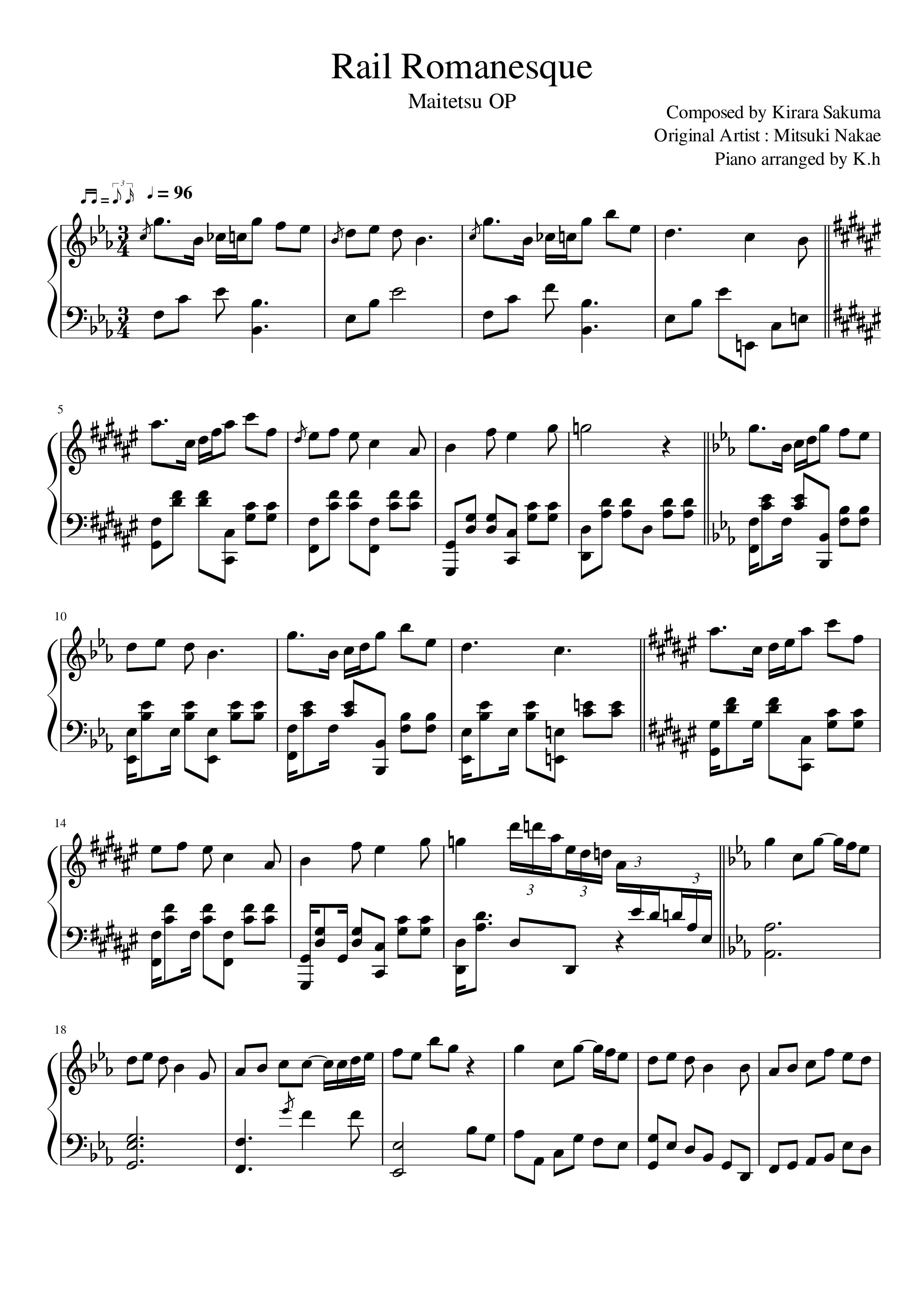 Rail Romanesque – Maitetsu sheet music | Sheethost