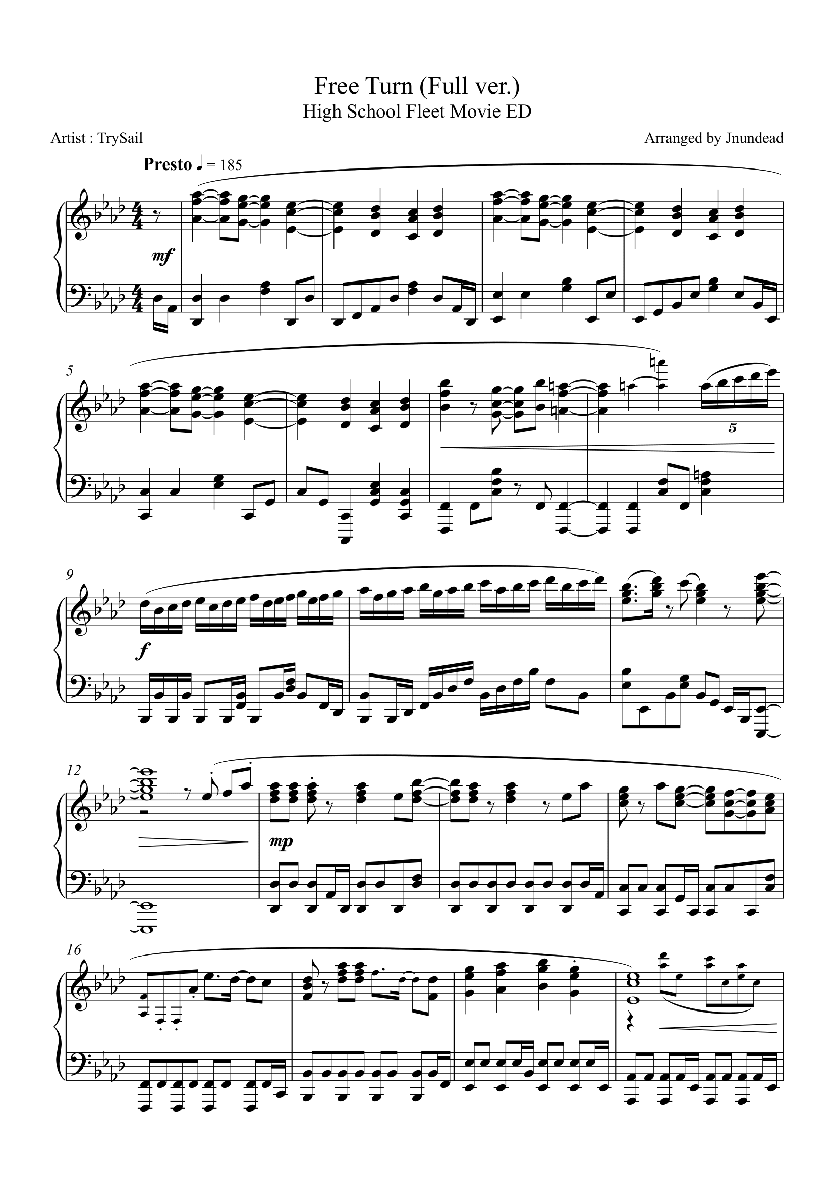 Free Turn (Full ver.) – High School Fleet Movie sheet music | Sheethost