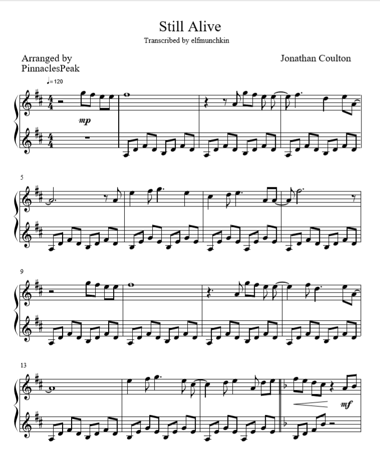 Still Alive – Portal sheet music | Sheethost