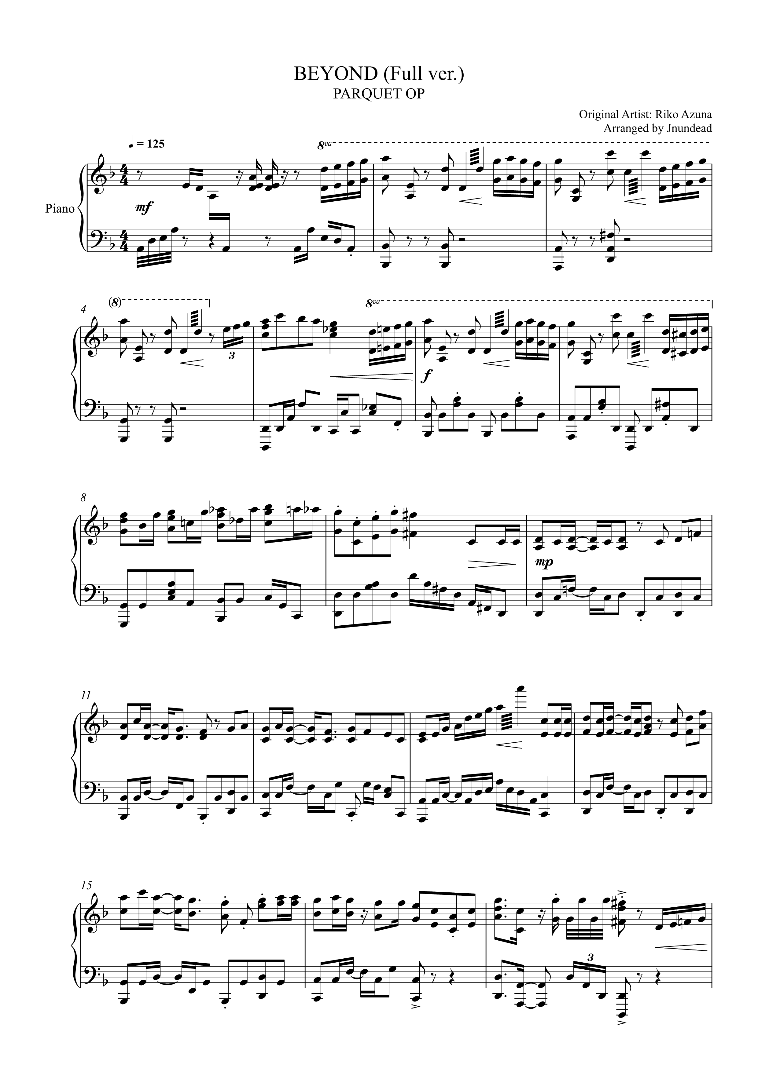 BEYOND (Full ver.) – PARQUET sheet music | Sheethost