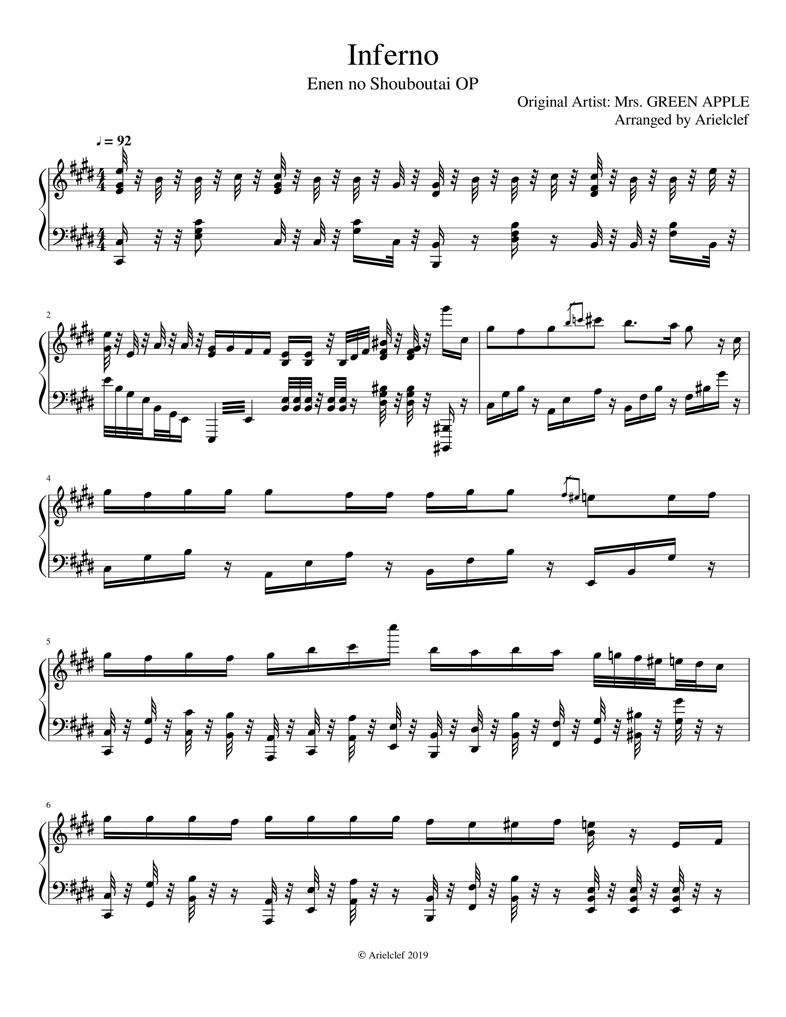 Inferno – Enen no Shoubutai OP sheet music | Sheethost