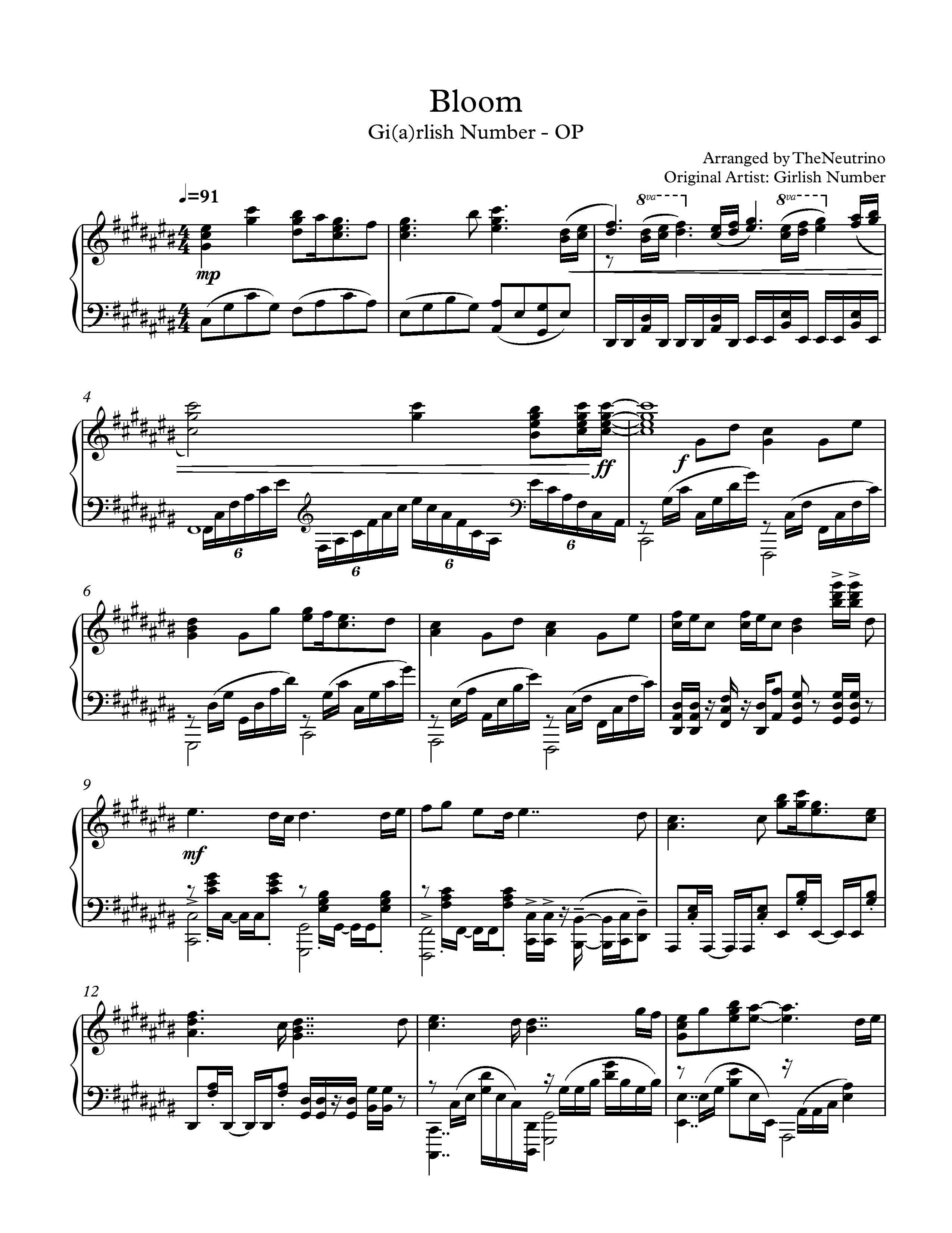 Bloom – Gi(a)rlish Number sheet music | Sheethost