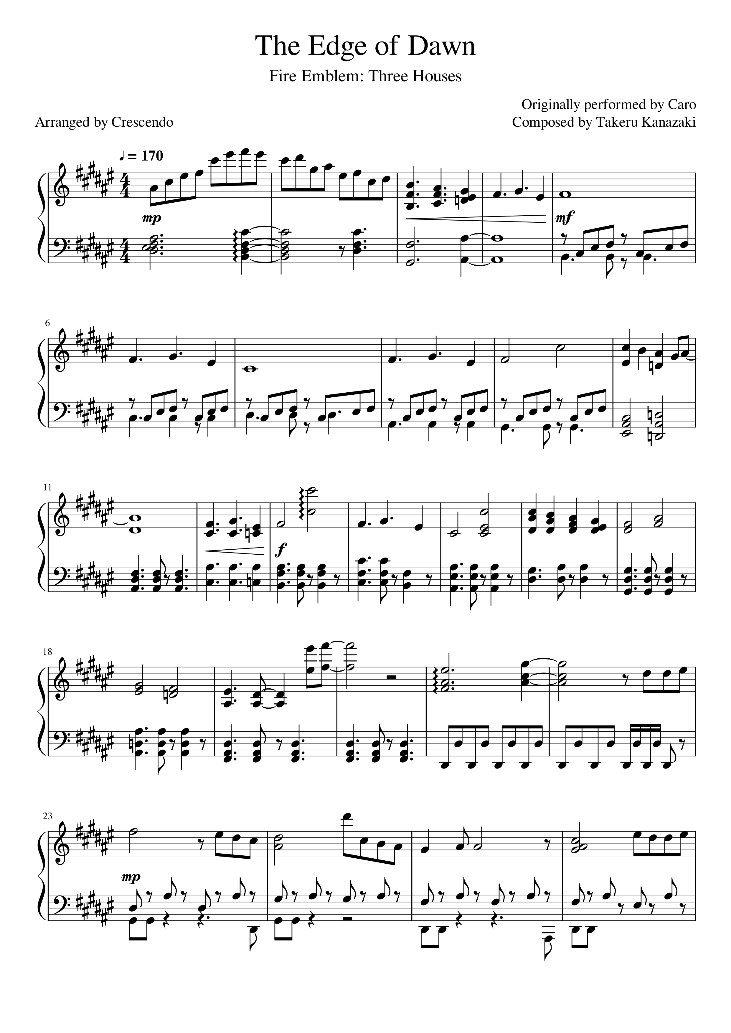 The Edge of Dawn – Fire Emblem: Three Houses sheet music | Sheethost