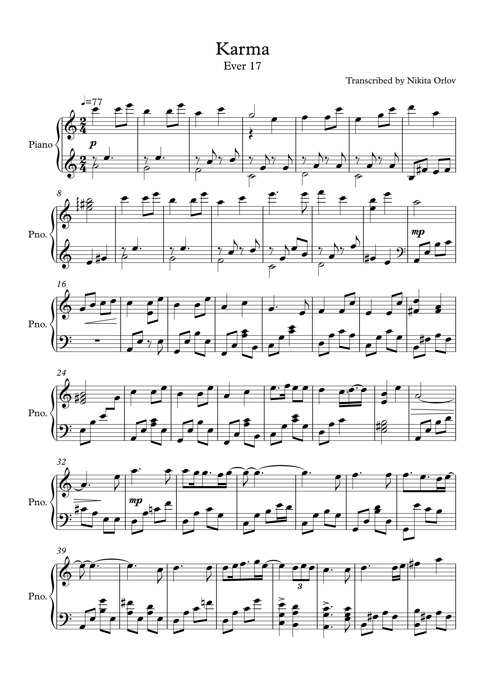 Karma – Ever 17 sheet music | Sheethost