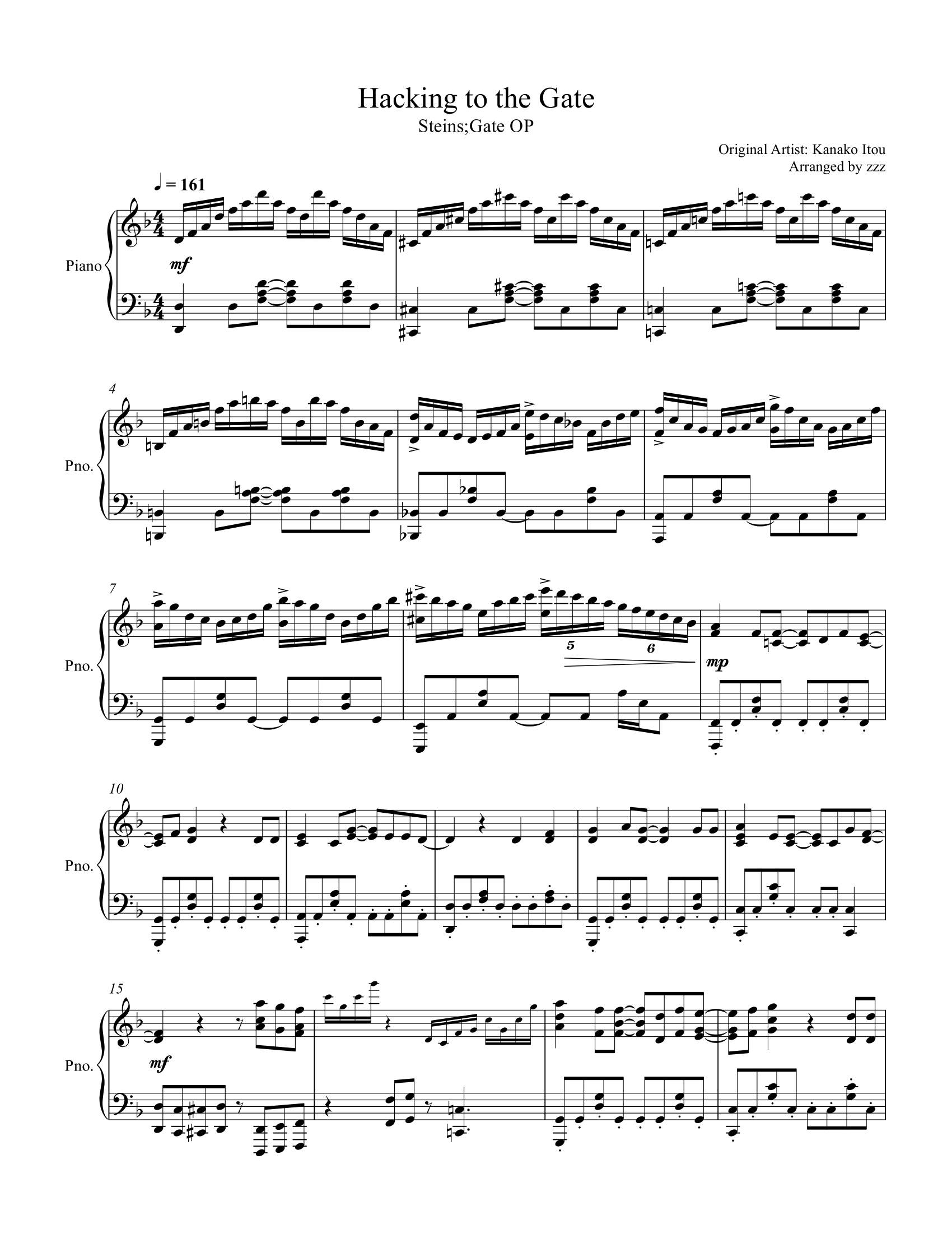 Hacking to the Gate – Steins;Gate sheet music | Sheethost