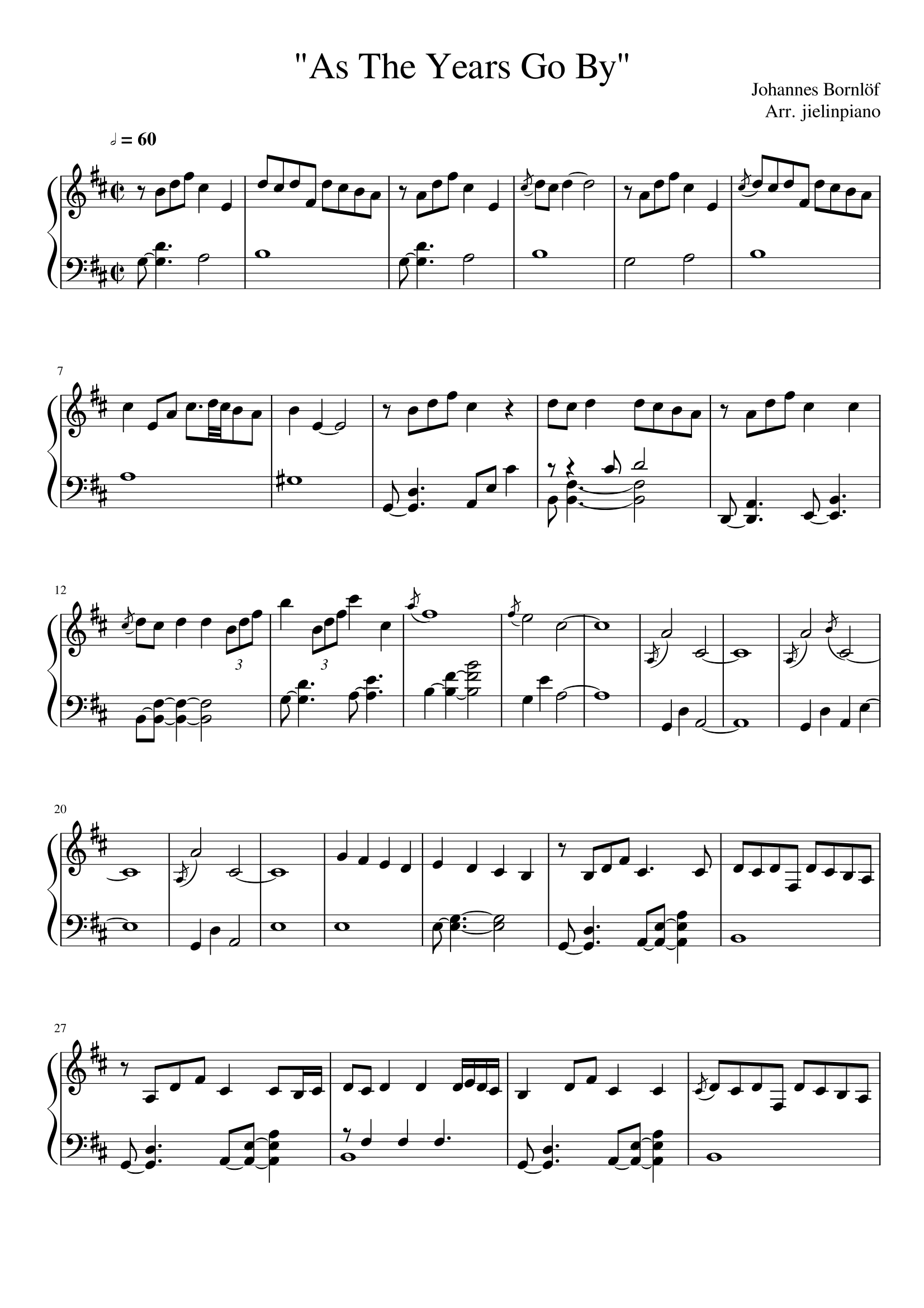As The Years Go By sheet music | Sheethost