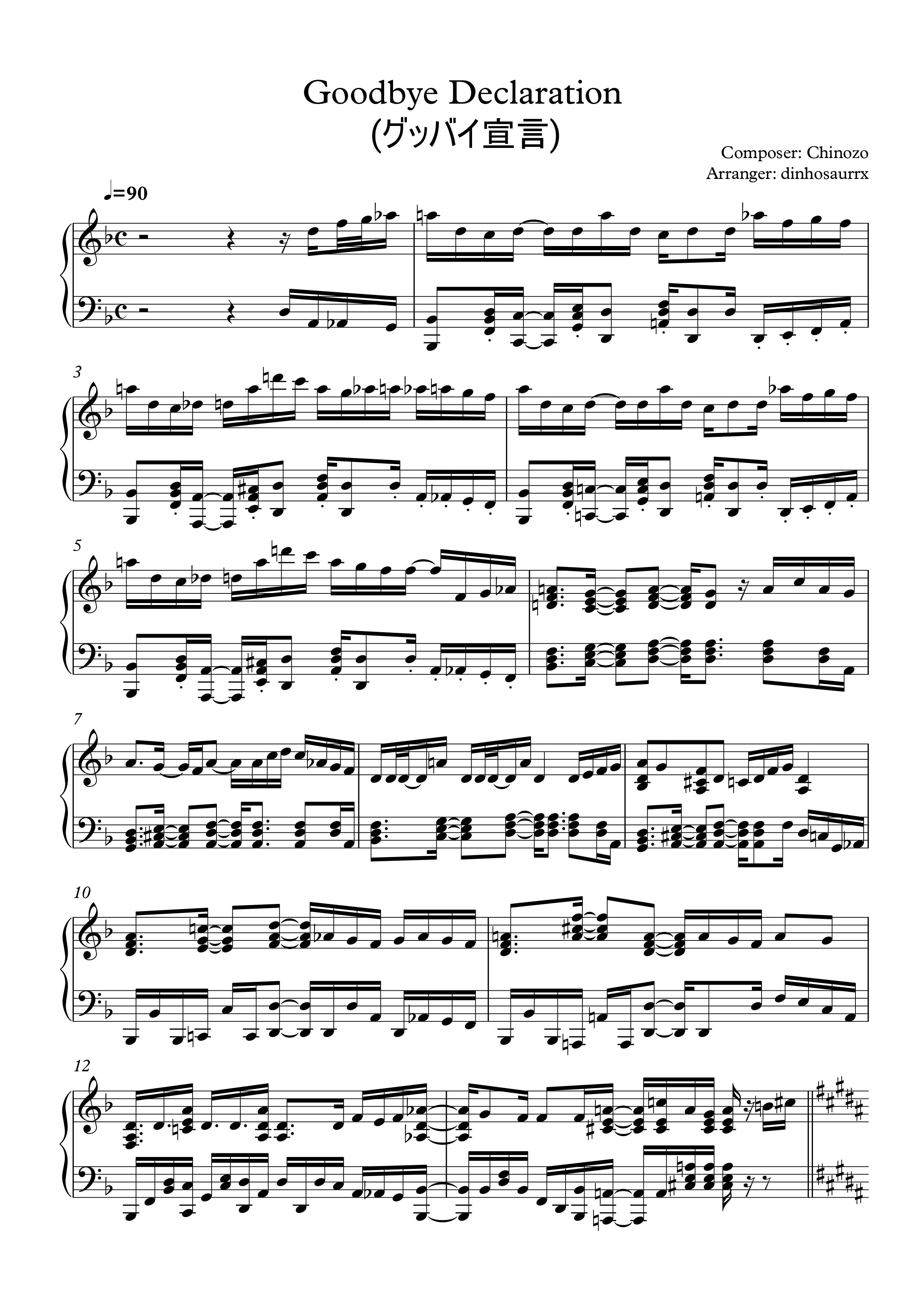Goodbye Declaration グッバイ宣言 – Vocaloid sheet music | Sheethost
