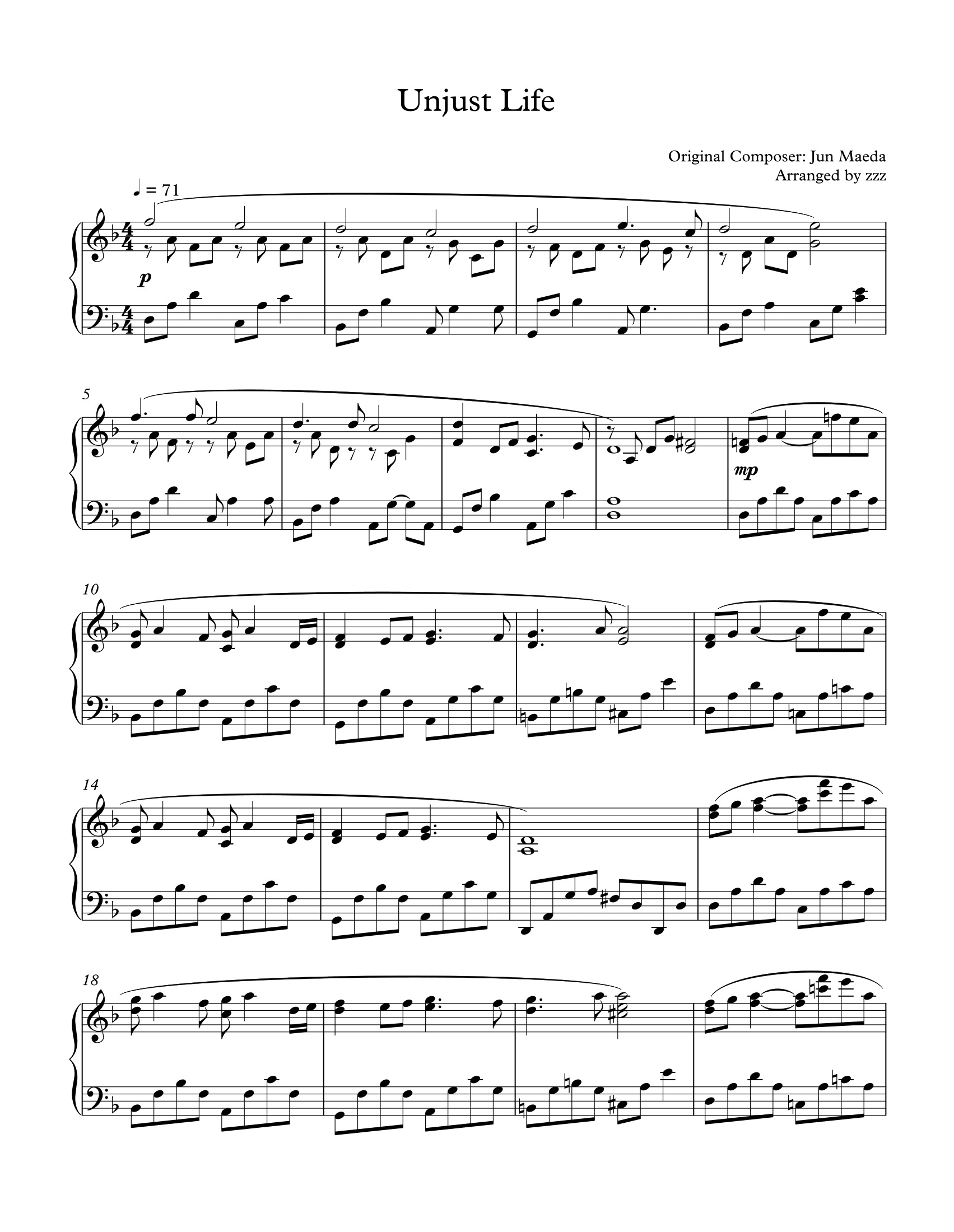 Unjust Life – Angel Beats! sheet music | Sheethost