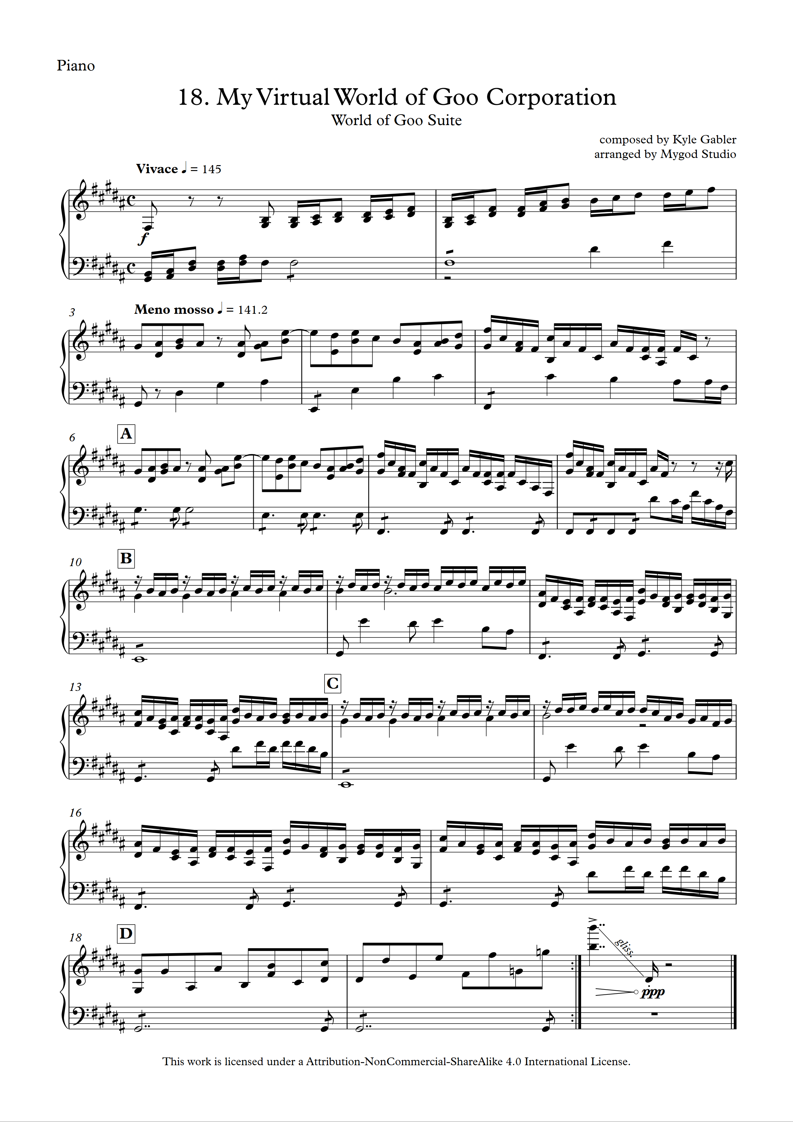 My Virtual World of Goo Corporation – World of Goo sheet music | Sheethost